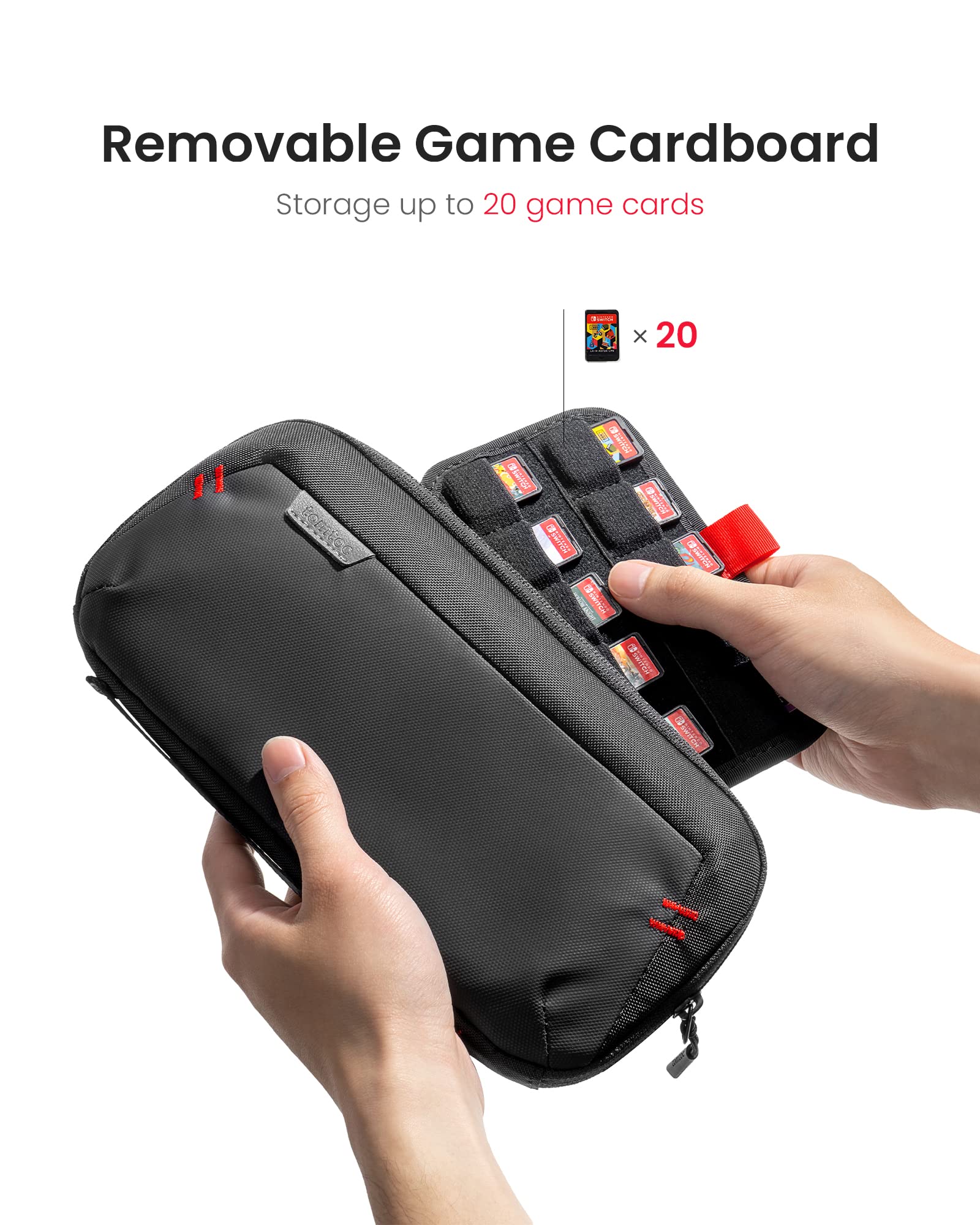 tomtoc Carrying Case for Nintendo Switch OLED Model & Original Nintendo Switch & Odin 2, Portable Storage Travel Bag Ultra Slim Soft Pouch with 20 Game Card Slots and Accessory Pocket