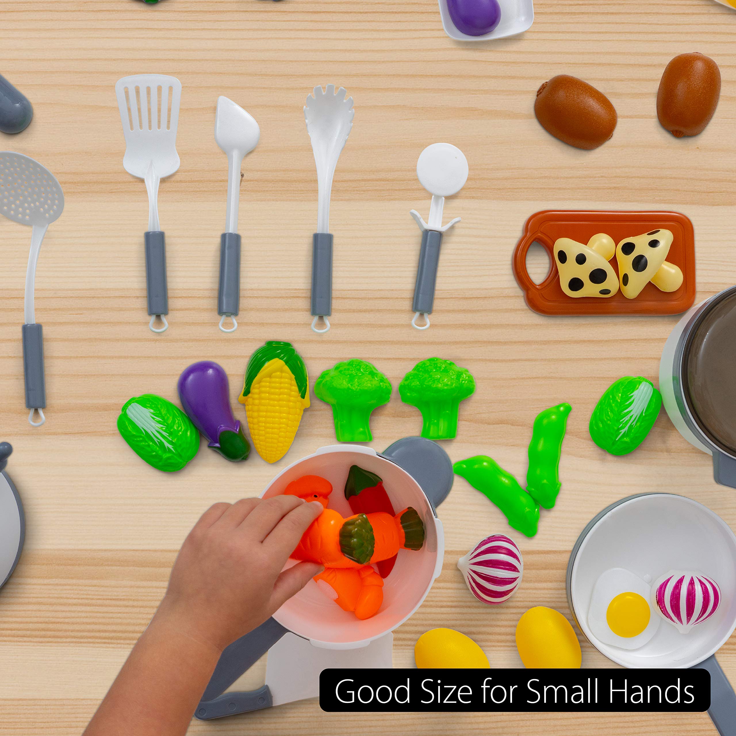 Next Milestones Kids Kitchen Playset - Cooking Toys Kit for Pretend Play - Apron, Chef's Hat, Cookware, Utensils, Pans, Pots & Vegetables Included - Suitable for Children 3 Years & Up - 30-Piece Set