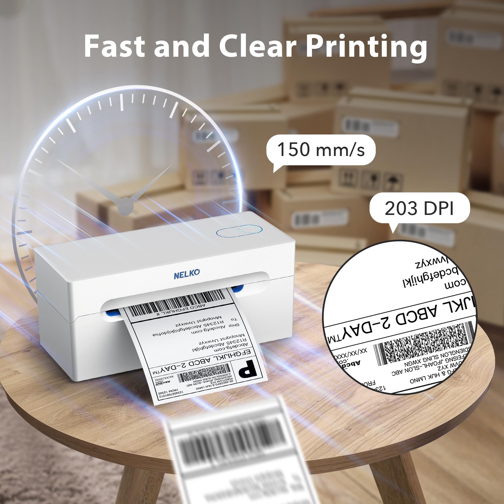 Nelko Bluetooth Thermal Shipping Label Printer, Wireless 4x6 Shipping Label Printer for Small Business, Support Android, iPhone and Windows, Widely Used for Amazon, Ebay, Shopify, Etsy, USPS (White)