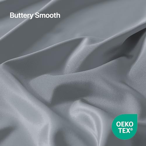 NATUREFIELD Bed Sheets Set Top Split King Size (4pc), Rayon Derived from Bamboo, Cooling Sheets with Fitted Deep Pockets, Hotel Luxury Bedding Sheets & Pillowcases