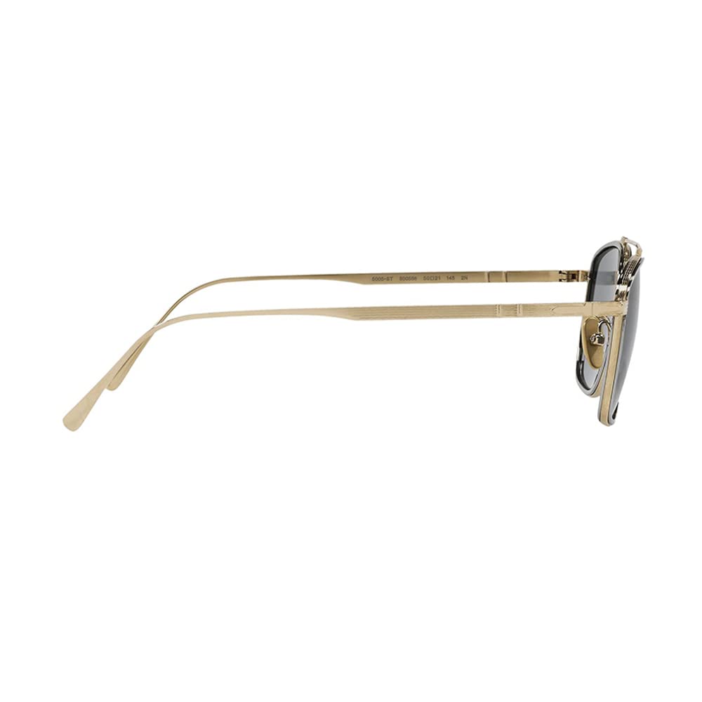 Persol PO 5005ST 800556 Gold Silver Metal Square Sunglasses Light Blue Lens