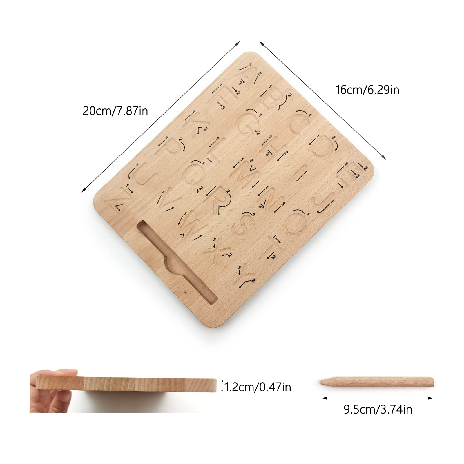 YGFRSTO Wooden Letters Practicing Board Double-Sided Alphabet Tracing Tool Learning to Write ABC Educational Toy Game Fine Motor Gift for Preschool 3 4 5 Years Old Kids