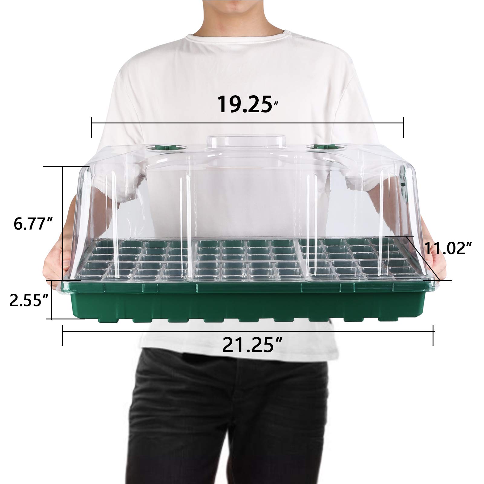 MIXC 5-Pack Strong Seed Starter Trays with Humidity Dome Plant Growing Tray Germination Seed Starting kit for Microgreens,Soil Blocks,Rockwool Cubes,Wheatgrass,Hydroponic,Fodder Systems, Heavy Duty