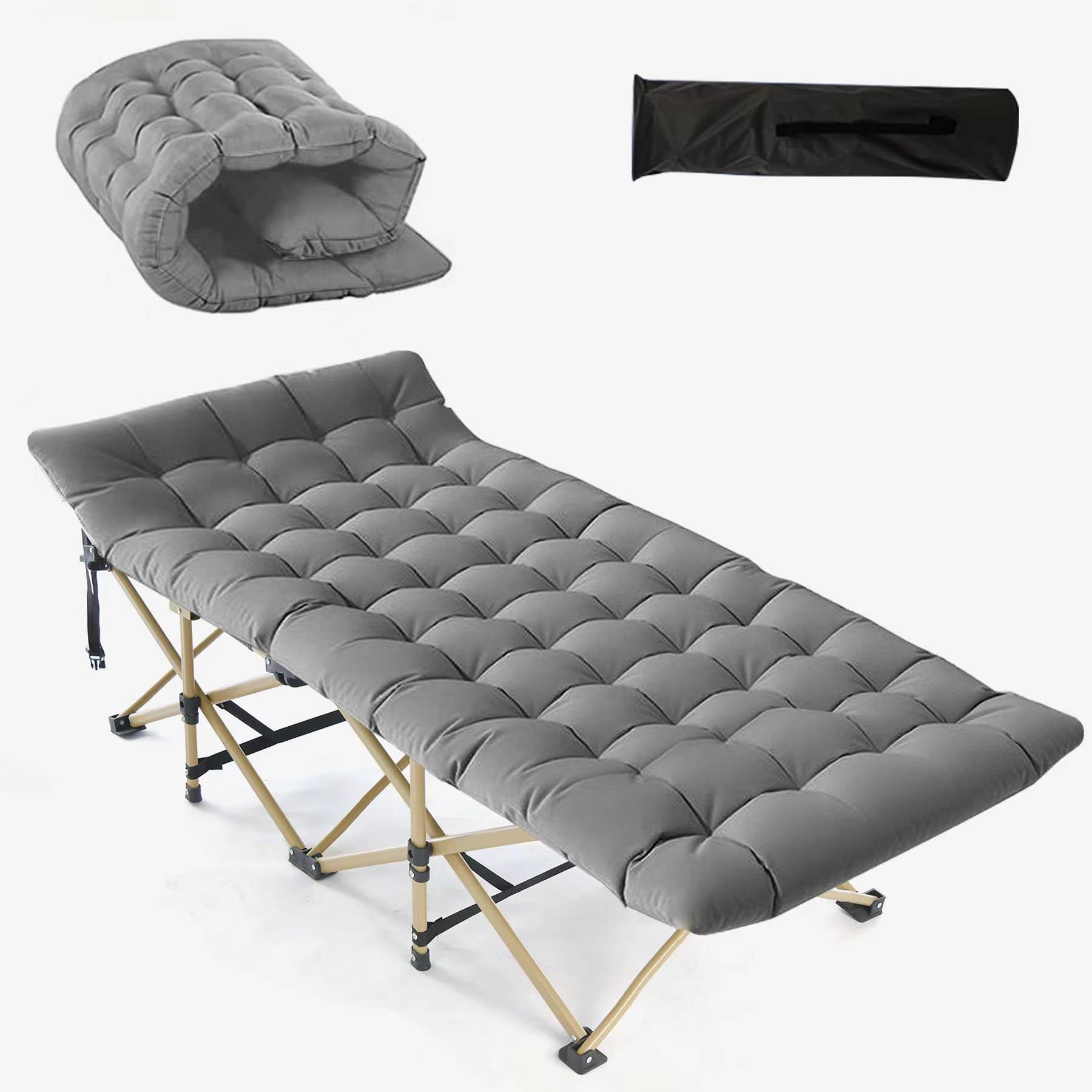 Ruidaiy Folding Camping Cot, Heavy Duty Sleeping Cots with Carry Bag, Double Layer Oxford Portable Travel Camp Cots for Home, Office Nap and Outdoor Beach