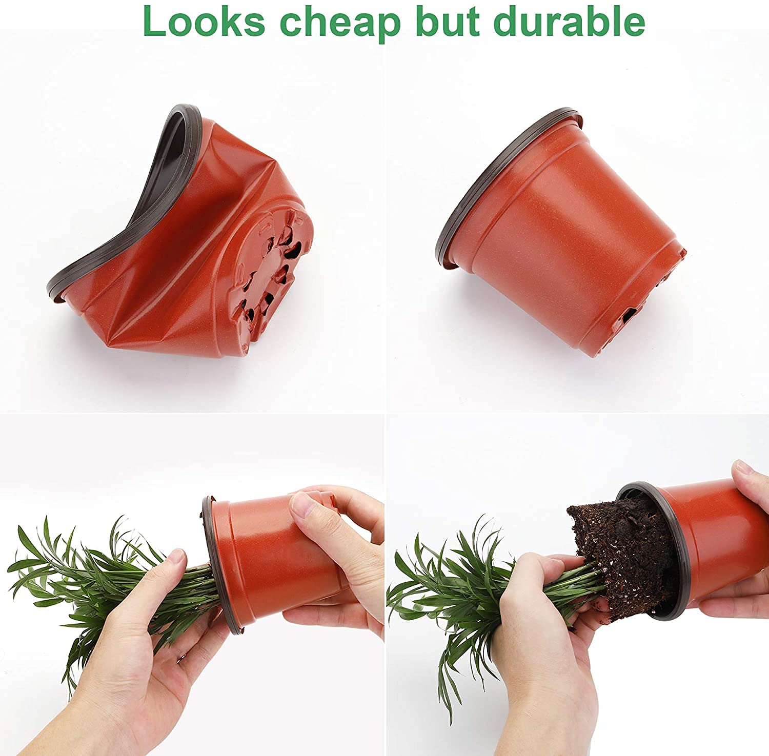 MIXC Plant Nursery Pots with Humidity Dome 4" Soft Transparent Plastic Gardening Pot Planting Containers Cups Planter Small Starter Seed Starting Trays for Seedling with 10pcs Plant Labels,30 Sets…