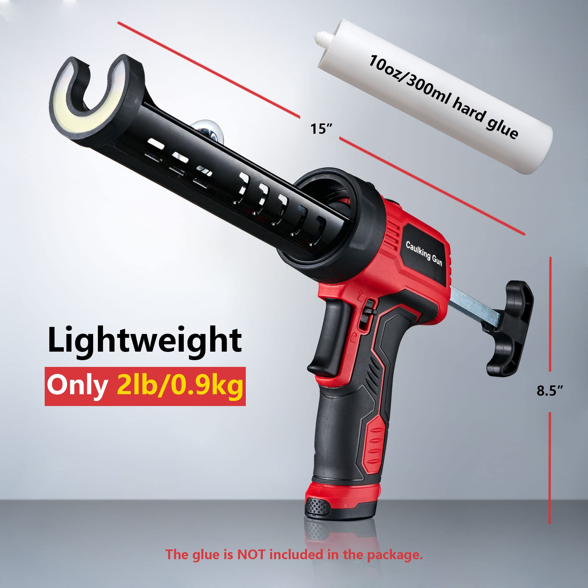 MARSOSAUR Caulk Gun, Electric Dripless Caulking Gun with 300KG Thrust, Cordless Silicone Tool Gun with Constant Flow Tech, Lightweight 10oz Caulk Guns with LED Light