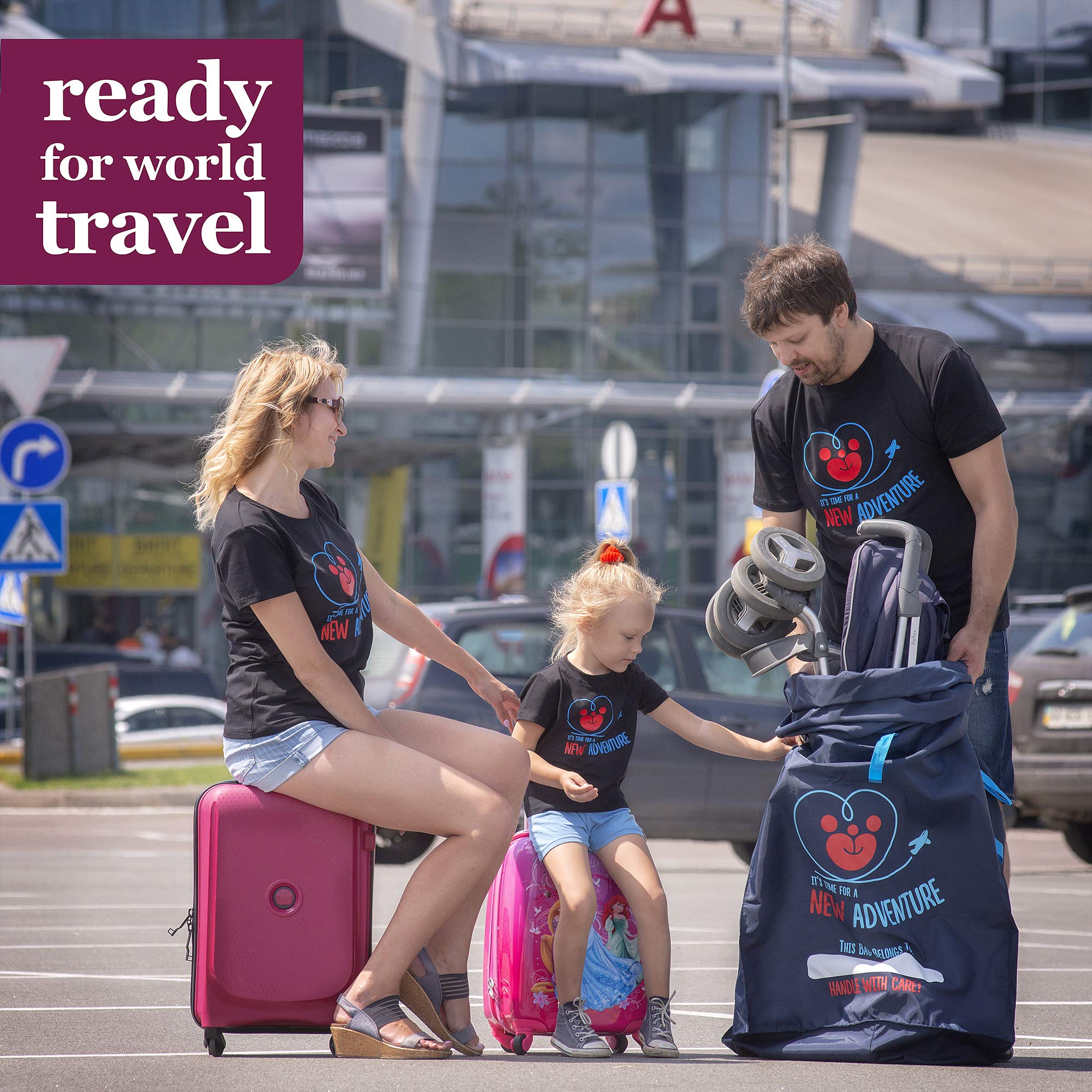 MyEasy Stroller Travel Bag for Airplane - Gate Check Bag for Stroller - Durable Stroller Cover for Airplane - Stroller Bag for Air Travel fits Single and Double Baby Strollers