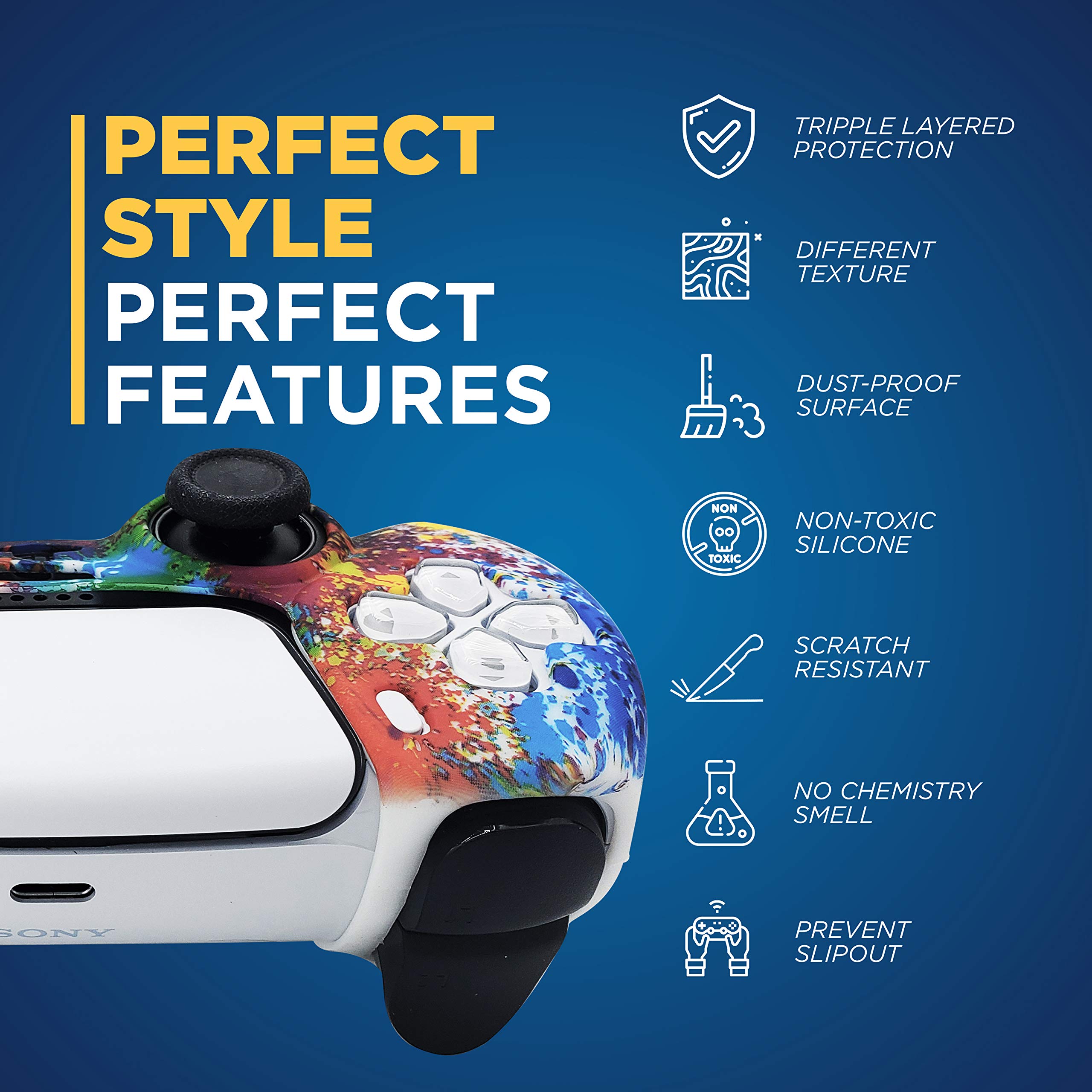 PS5 Silicone Gel Grip Controller Cover Skin Protector (ps5 Rainbow) Compatible for Sony Playstation 5, Compatible for Playstation 5 Accessories, Wireless Controller Protector Covers, PS5 Skin