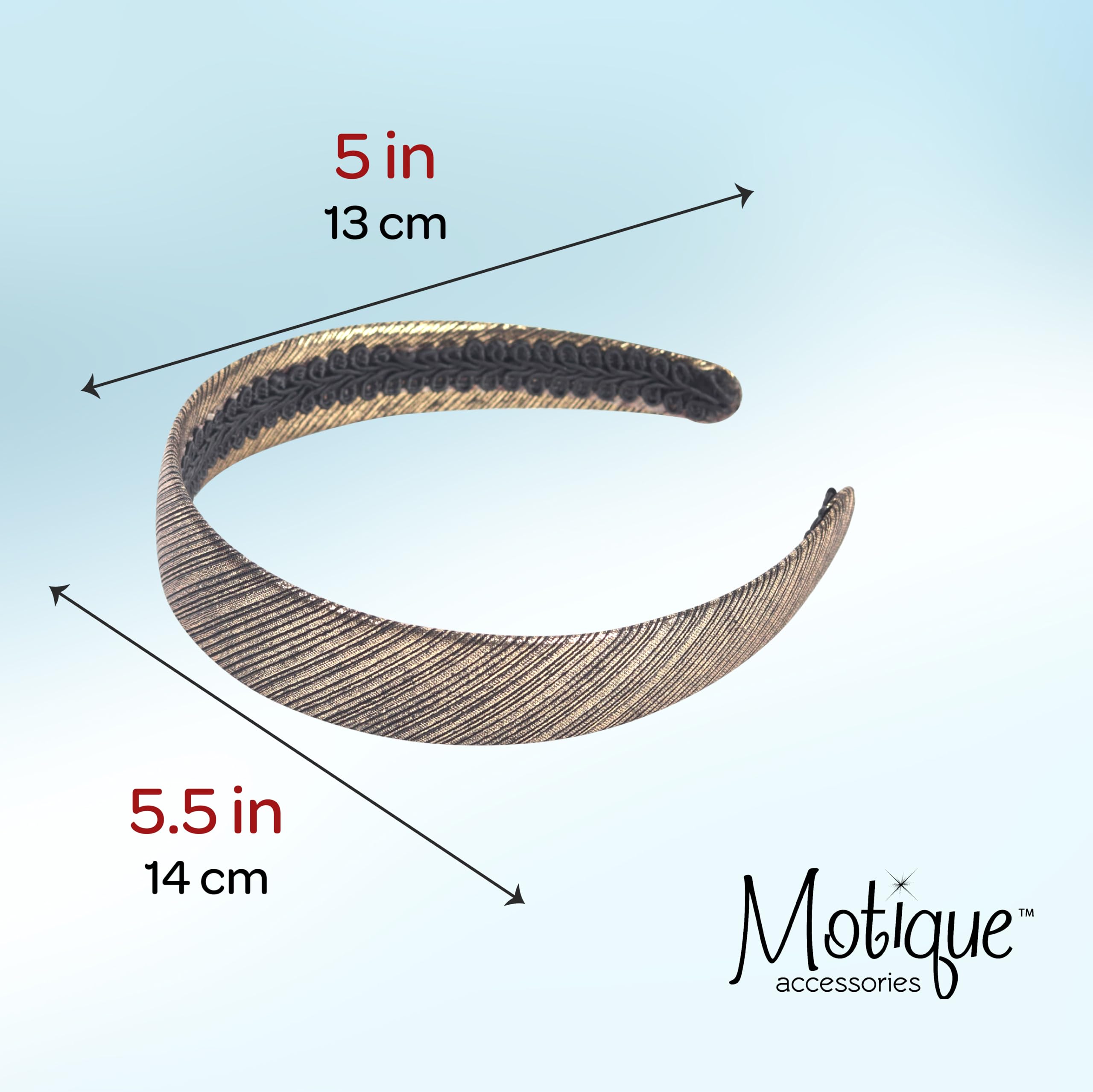 Motique Accessories 1 Inch Metallic Fabric Headband-Gold