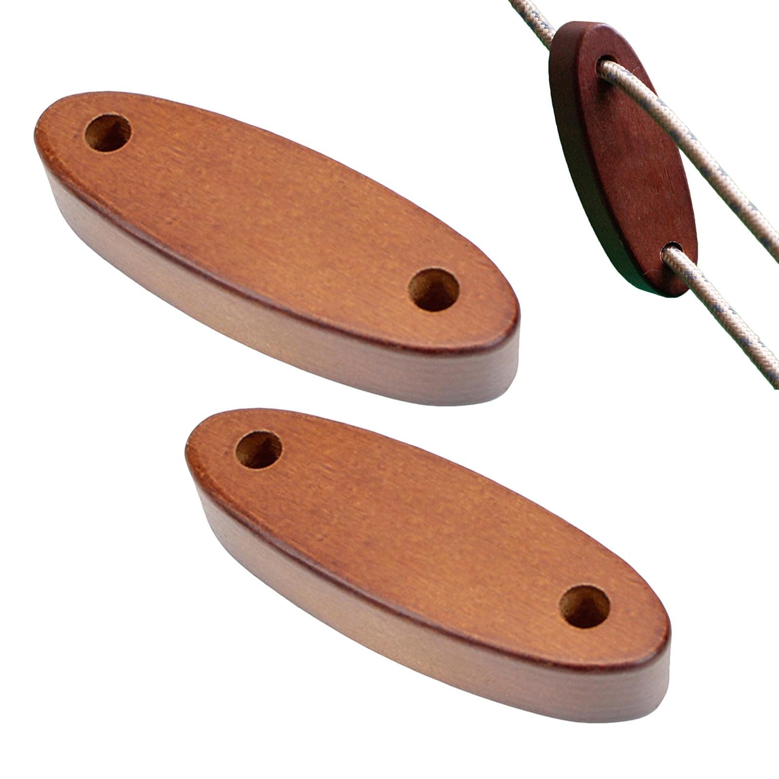 PROKTH 2PCS Guy Rope Tensioners, Luxury Wooden Tent Wind Rope Buckle, Camp Tent Guide Adjuster for Tent Camping Hiking Accessories