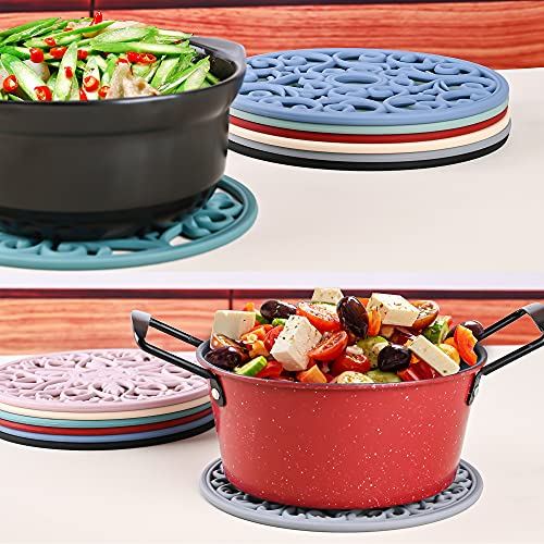 Smitchraft Silicone Trivets Hot Dishes, Pots & Pans, Hot Pads Kitchen Quartz Countertops, Pot Holders Trivet Mat, Non-Stick Heat Resistant Mats Counter & Table, Teal Kitchen Decor Accessories Set 3