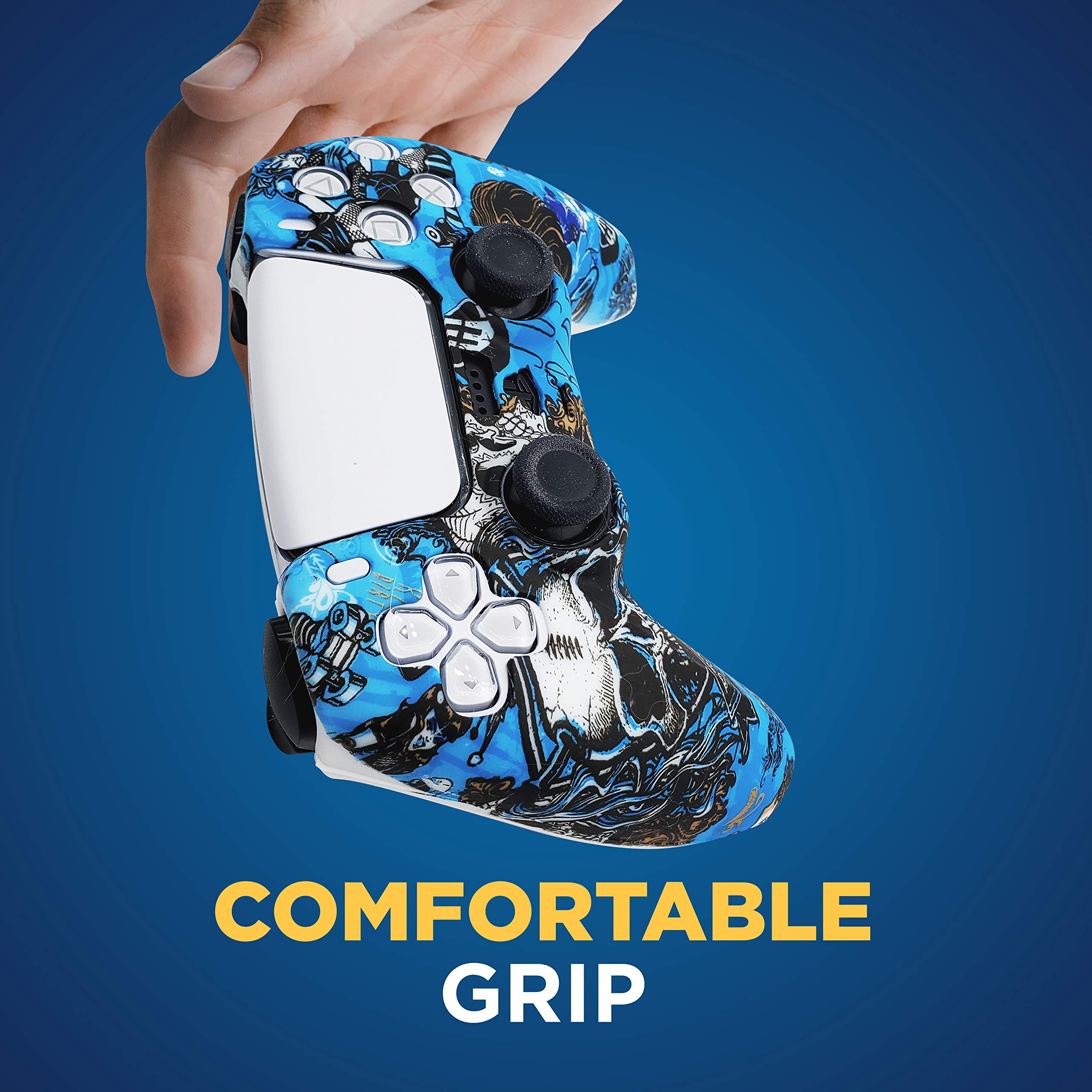 PS5 Silicone Gel Grip Controller Cover Skin Protector (ps5 Blue Cartoon) Compatible for Sony Playstation 5, Compatible for Playstation 5 Accessories, Wireless Controller Protector Covers, PS5 Skin
