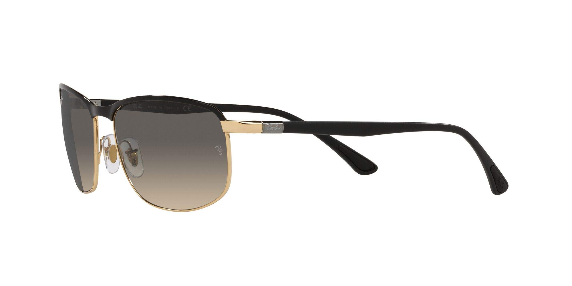 Ray-Ban RB3671 Rectangular Sunglasses, Black On Gold/Grey Gradient, 60 mm