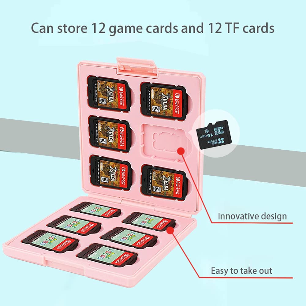 VASYITSO Switch Game Card Case, Protective Game SD Card Storage Cartridge for Switch OLED/ Switch Lite, [Shockproof] 12 Slots Switch Shell Holder