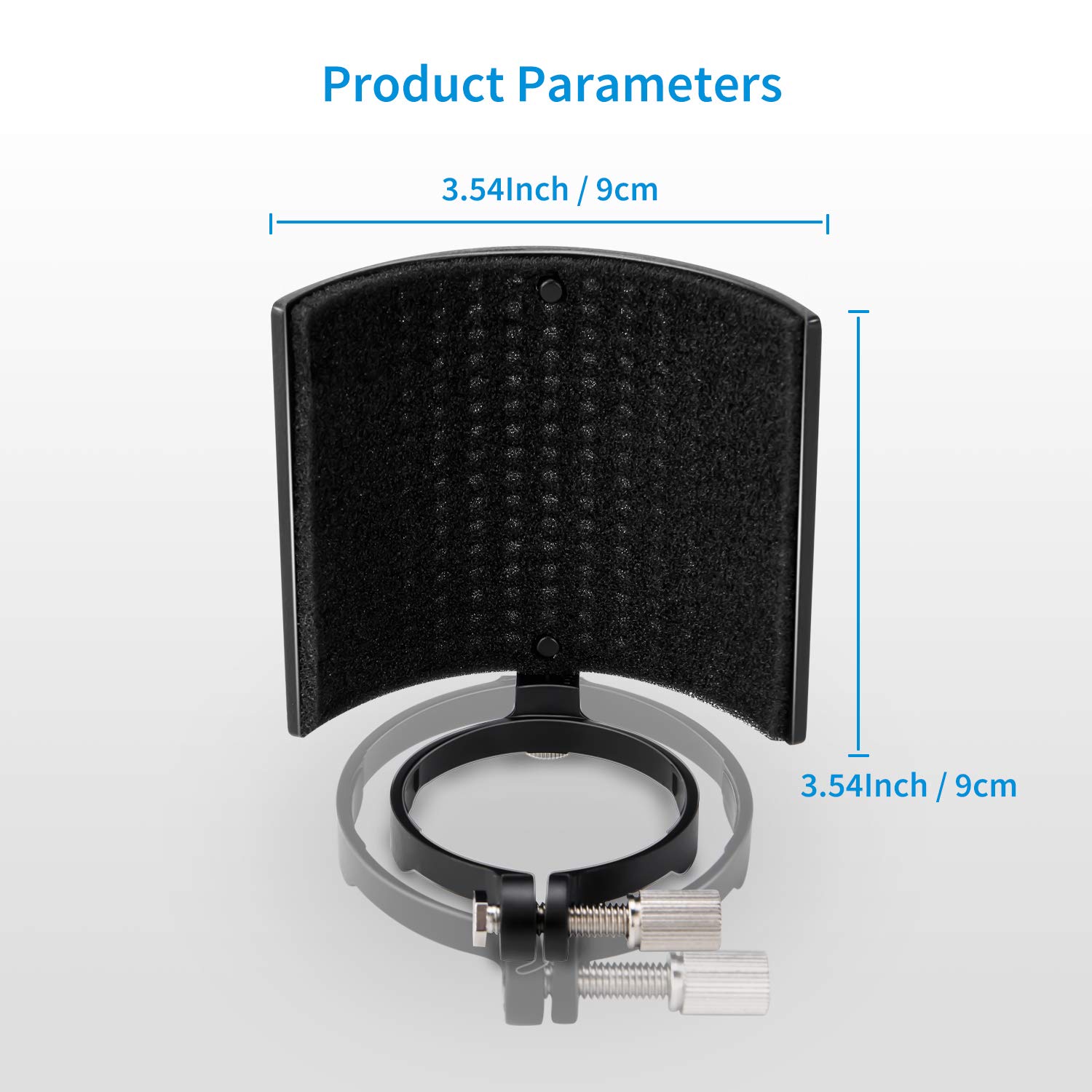 Moukey Microphone Pop Filter, Metal Mic Pop Filter for BLUE YETI, AT2020, AT2050- MPFUBK1 with Upgraded Three-Layer Filter Foam, Metal Panel& Metal Mesh, Microphone Windscreen Shield Mask