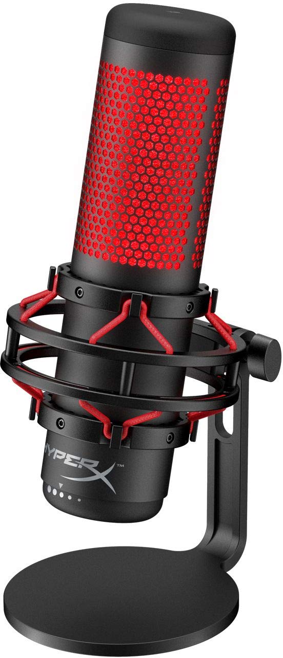 Newest HyperX - QuadCast USB Multi-Pattern Electret Condenser Microphone | 2020 Edition | for PS4, PC and Mac | Pop Filter | Anti-Vibration Shock Mount | | Red - Black | with KWALICABLE Bundle