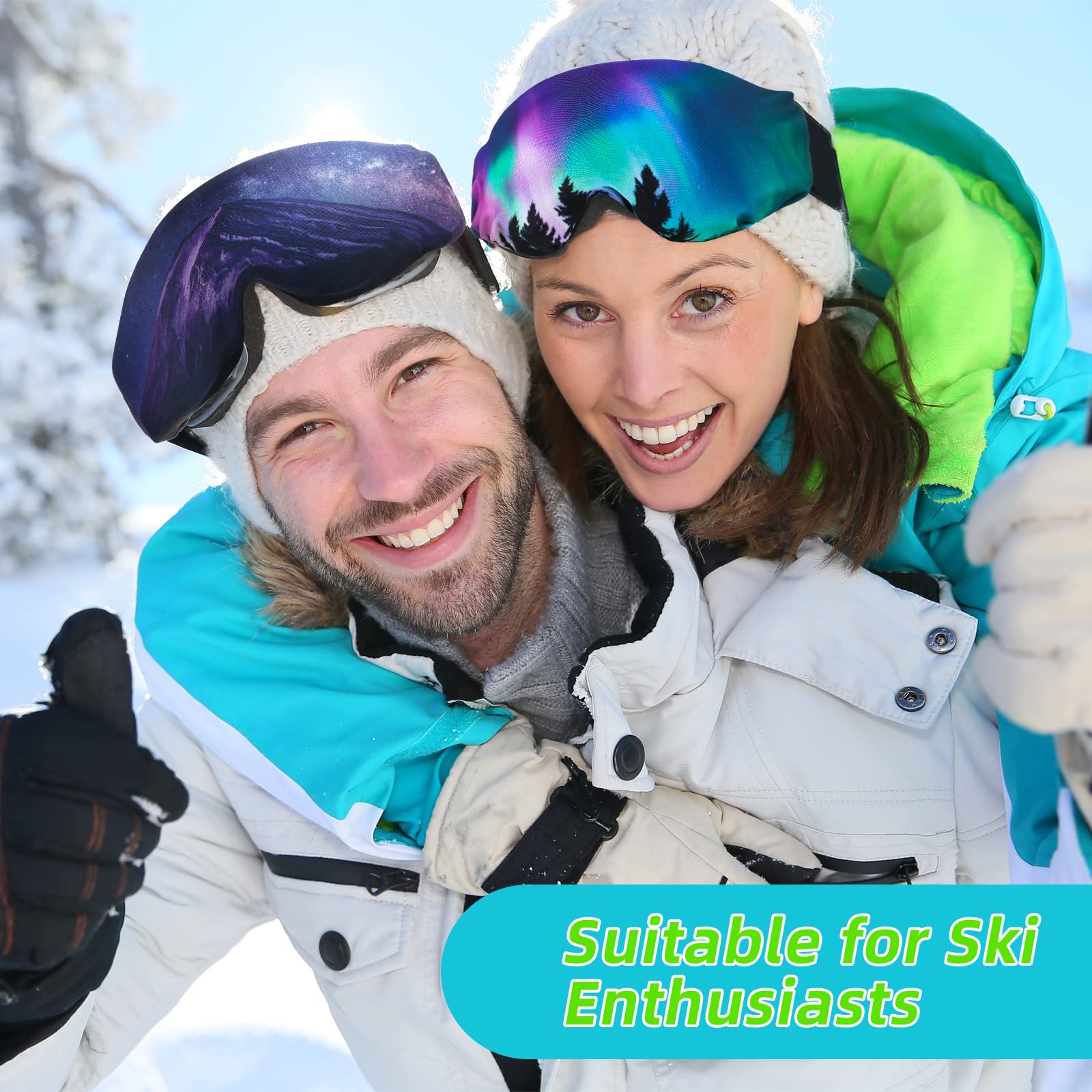 TOODOO 2 Pieces Microfiber Protective Ski Goggle Cover Ski Goggle Cover Protectors for Snow Ski Goggles (Snow Mountain)