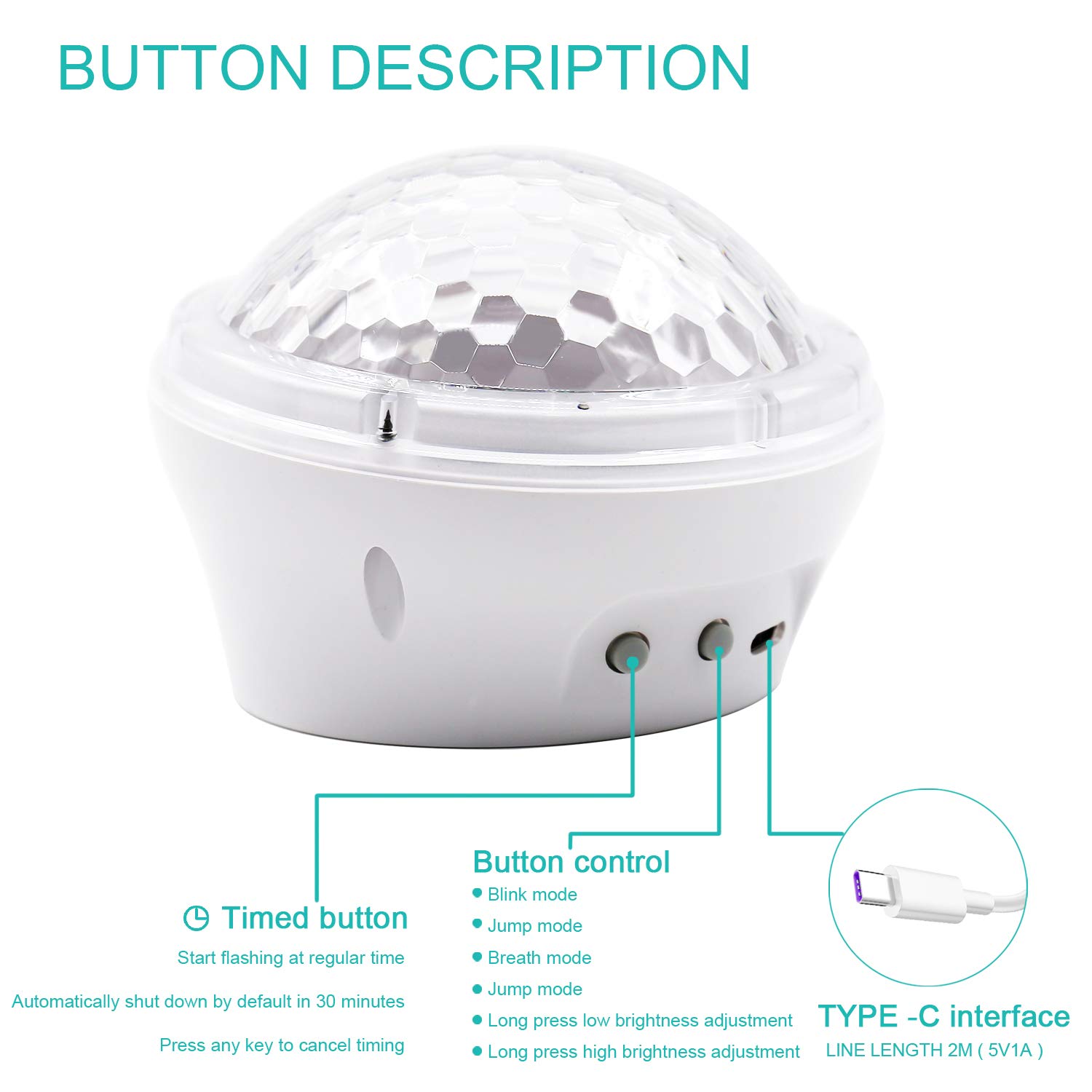 Night Llight Star Projector, Portable USB Star Projector, with 4 Modes and Timers, Suitable for Children, Babies, Adults, Bedroom, Living Room, Game Room/Kitchen Decoration