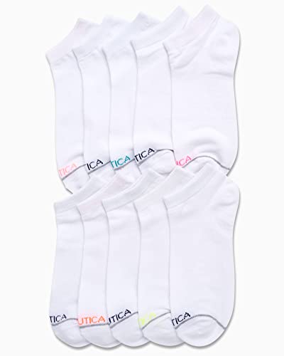 Nautica Women''s Socks - Lightweight Athletic Low Cut Socks (6 Pack), Size 4-10, White - 10 Pack