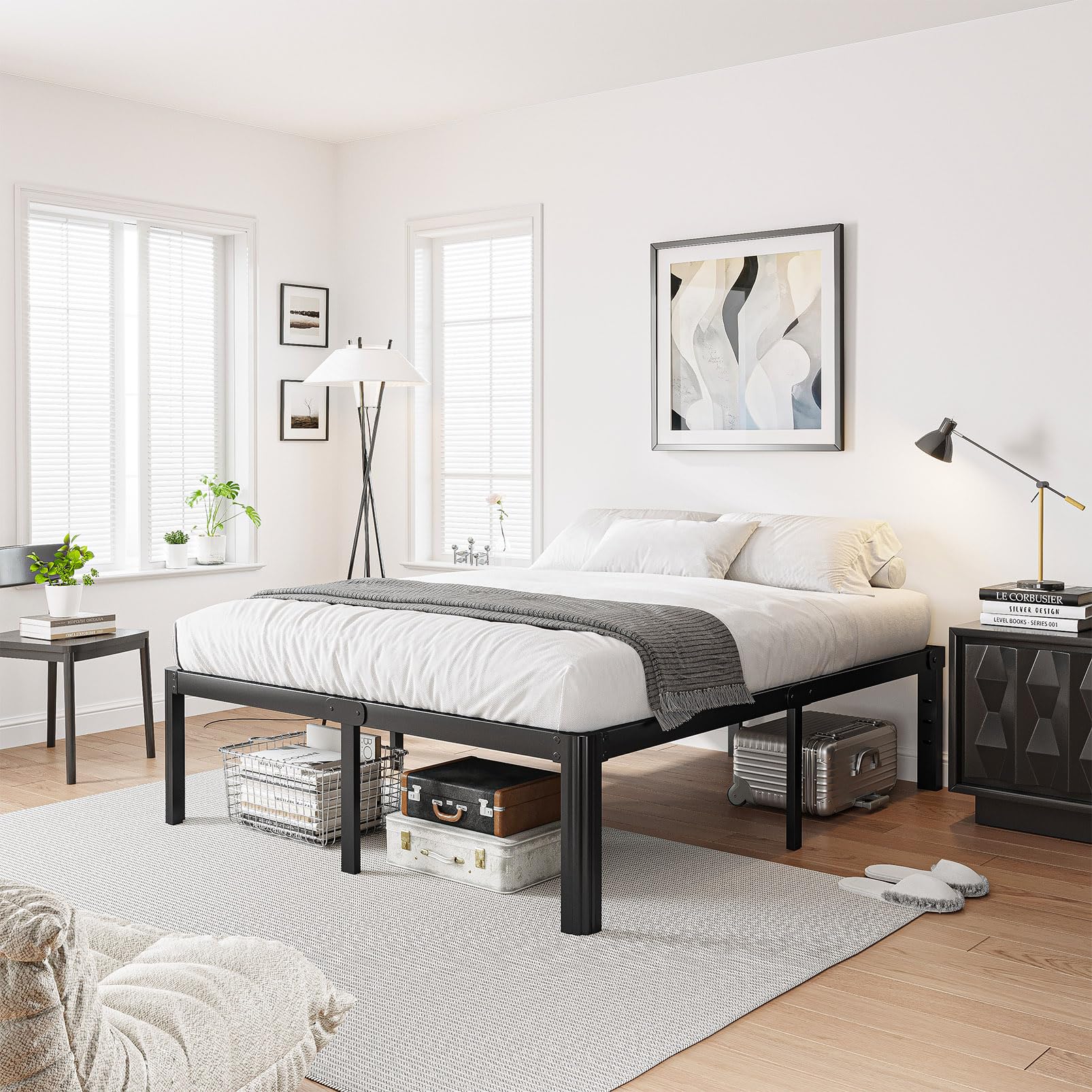 Nordicbed 16 Inch High Metal King Bed Frame No Box Spring Needed, Heavy Duty King Size Bed Frame Platform, Noise Free, Easy Assembly, Black