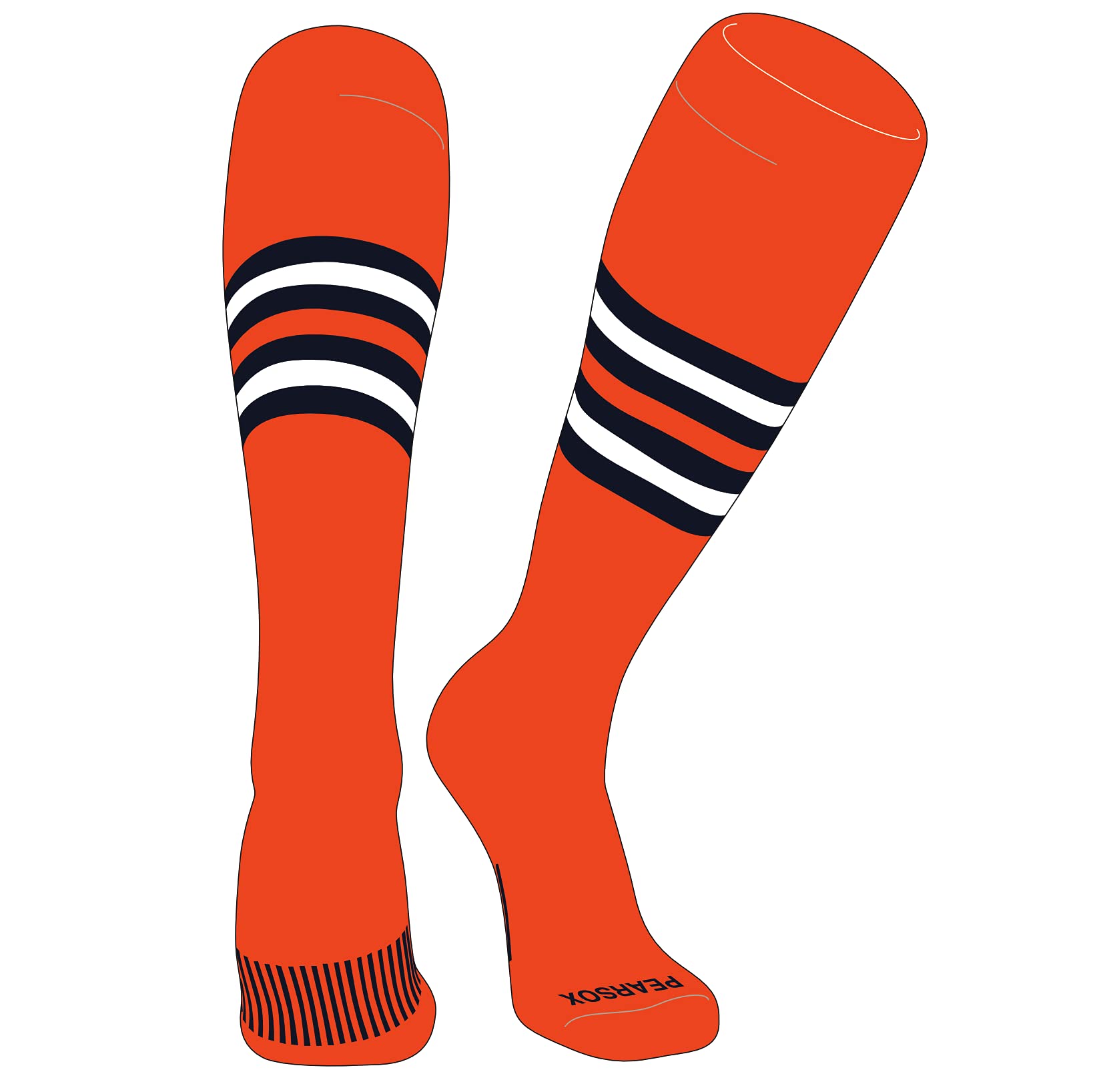 PEARSOX Elite Baseball Knee High Socks (I) Orange, Navy, White (S)