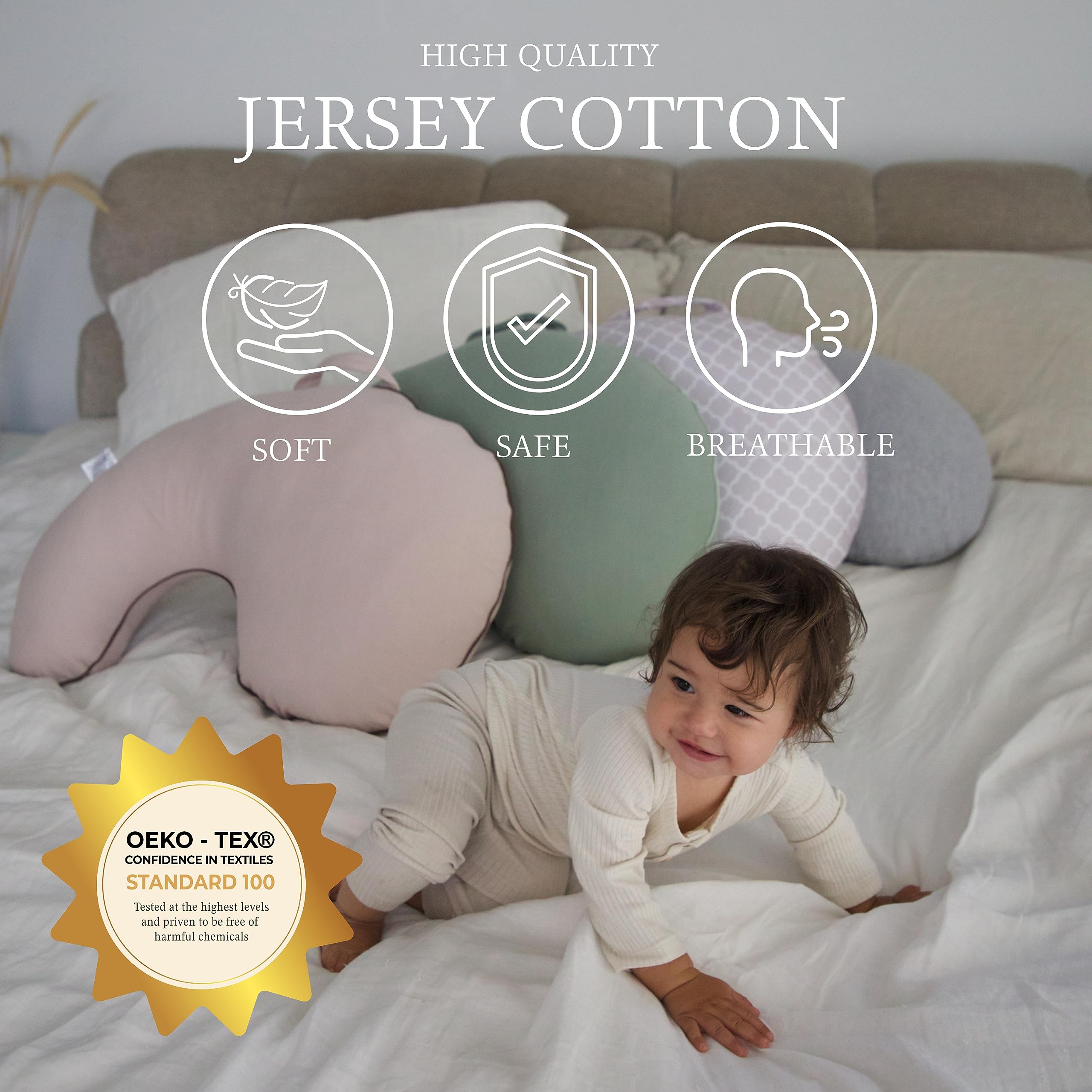 Pharmedoc Nursing Pillow for Breastfeeding, Large Size Breastfeeding Pillows for More Support for Mom and Baby, Bottle Feeding Ergonomic Design and Removable Cotton Cover, Sage