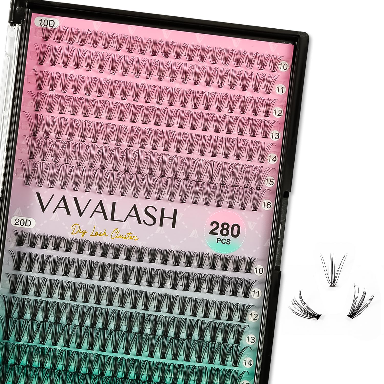 VAVALASH Individual Cluster Lashes 140 PCS DIY Eyelash Extension Light and Soft Faux Mink Slik Lash Clusters Easy Full Lash Extensions DIY at Home (V08,D Curl-Mix)