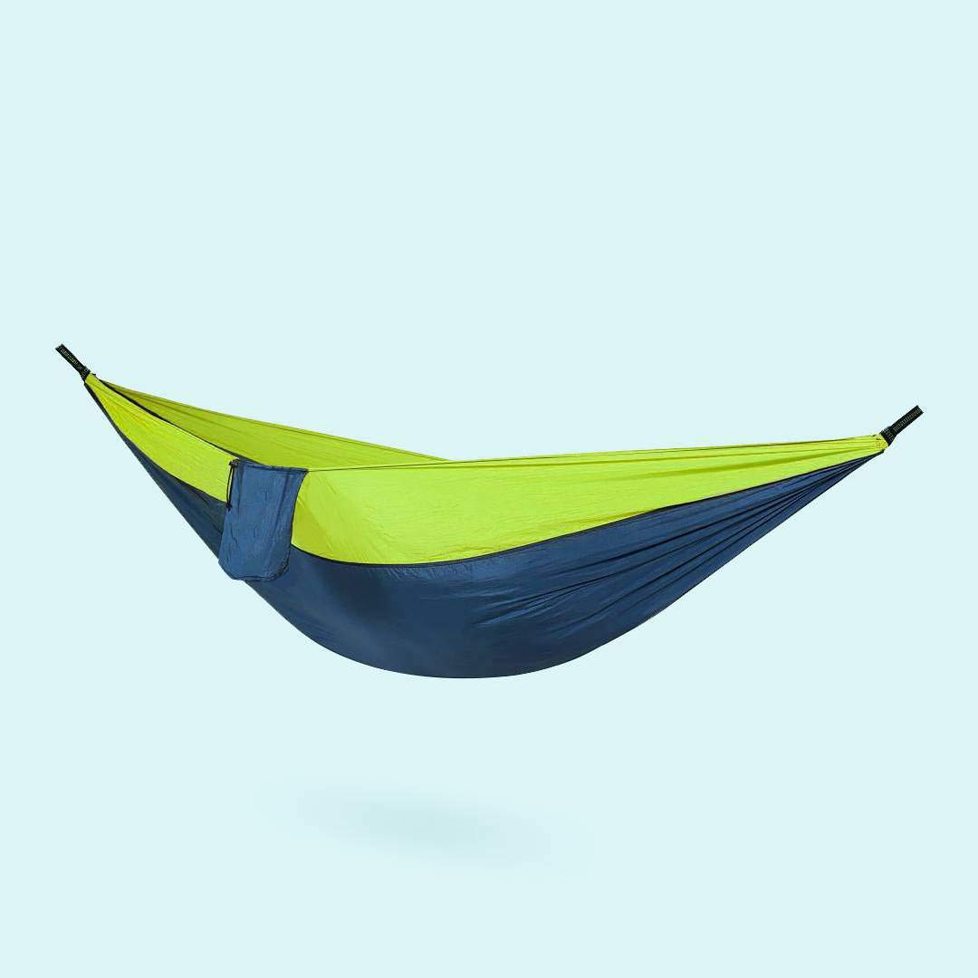 Outdoor Tree Hammock, Portable Nylon Parachute Cloth Camping Hammock Beach, Backyard, Garden, Hiking Hammock (with Two Tree Belts, Two Lock Buckles, Knot-Free Design)