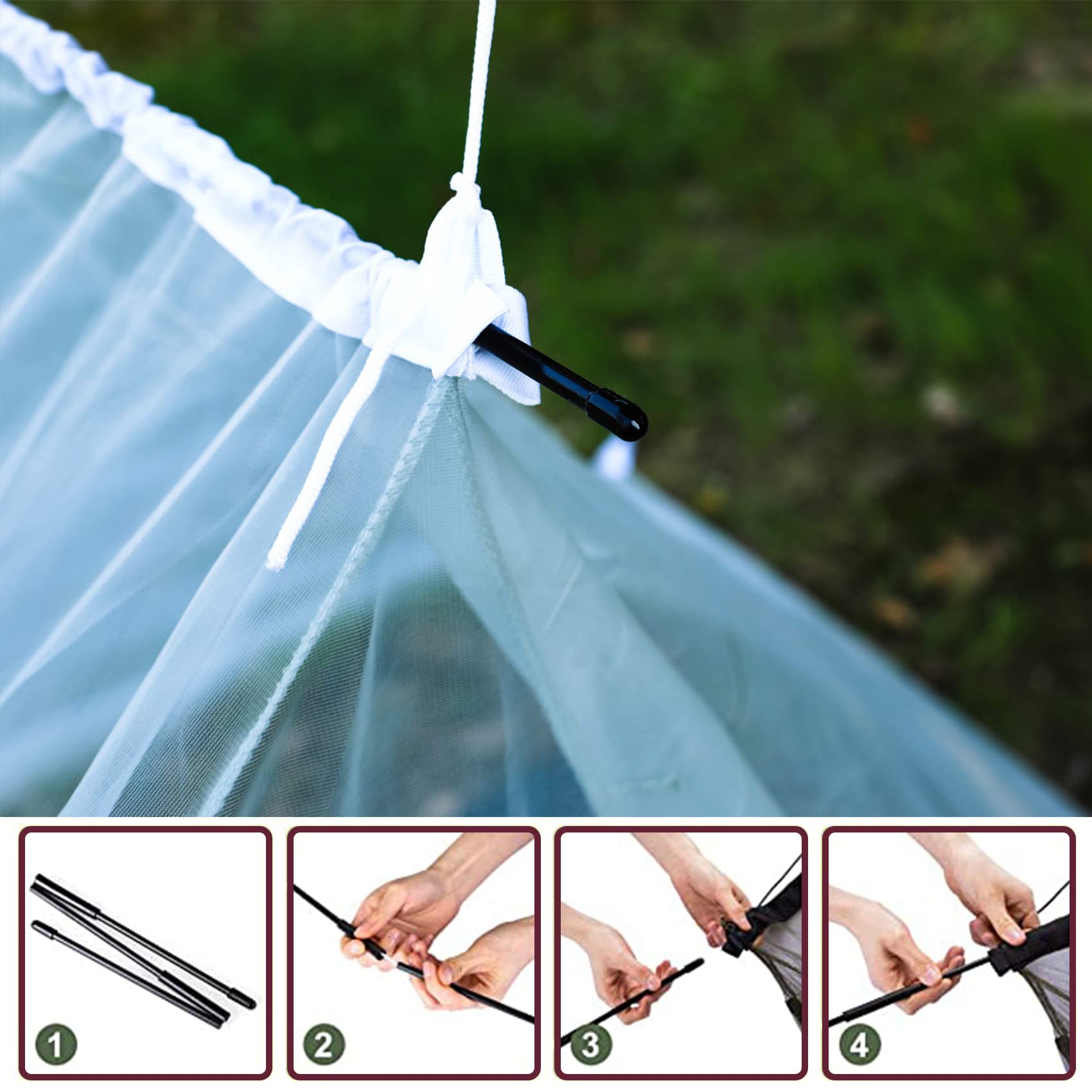 No-See-Um Camping Mosquito Net Bed Compact and Ultra-Light for Travel,Finest Holes Mesh 2000 Noseeum Netting for Camping and Hiking, Without Sleeping Mat (Double Light Grey Color)