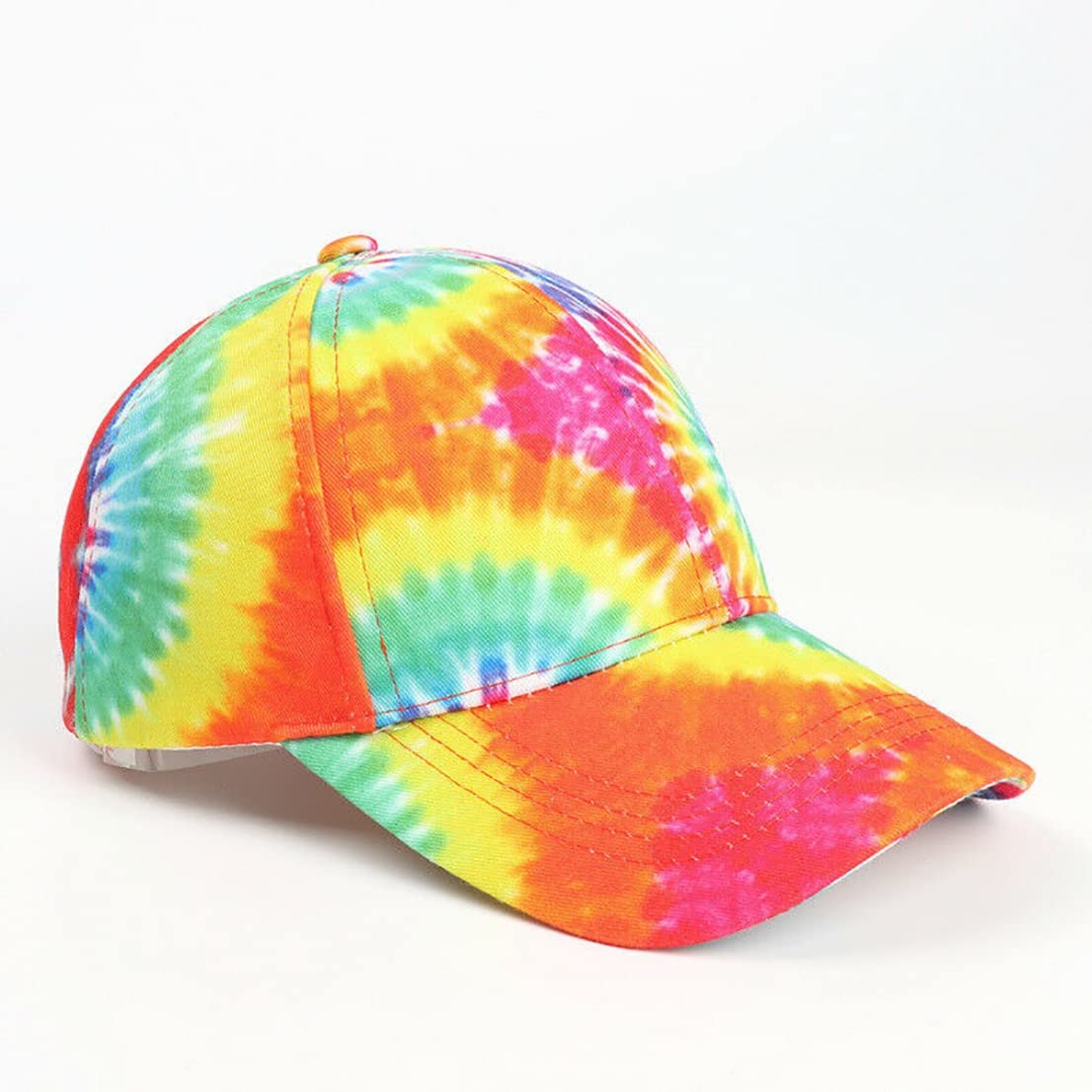 Rainbow Gay Pride Hat for Men Women, Cool Rainbow Tie Dye LGBT Baseball Hat, Red Orange Adjustable Snapback Trucker Hat