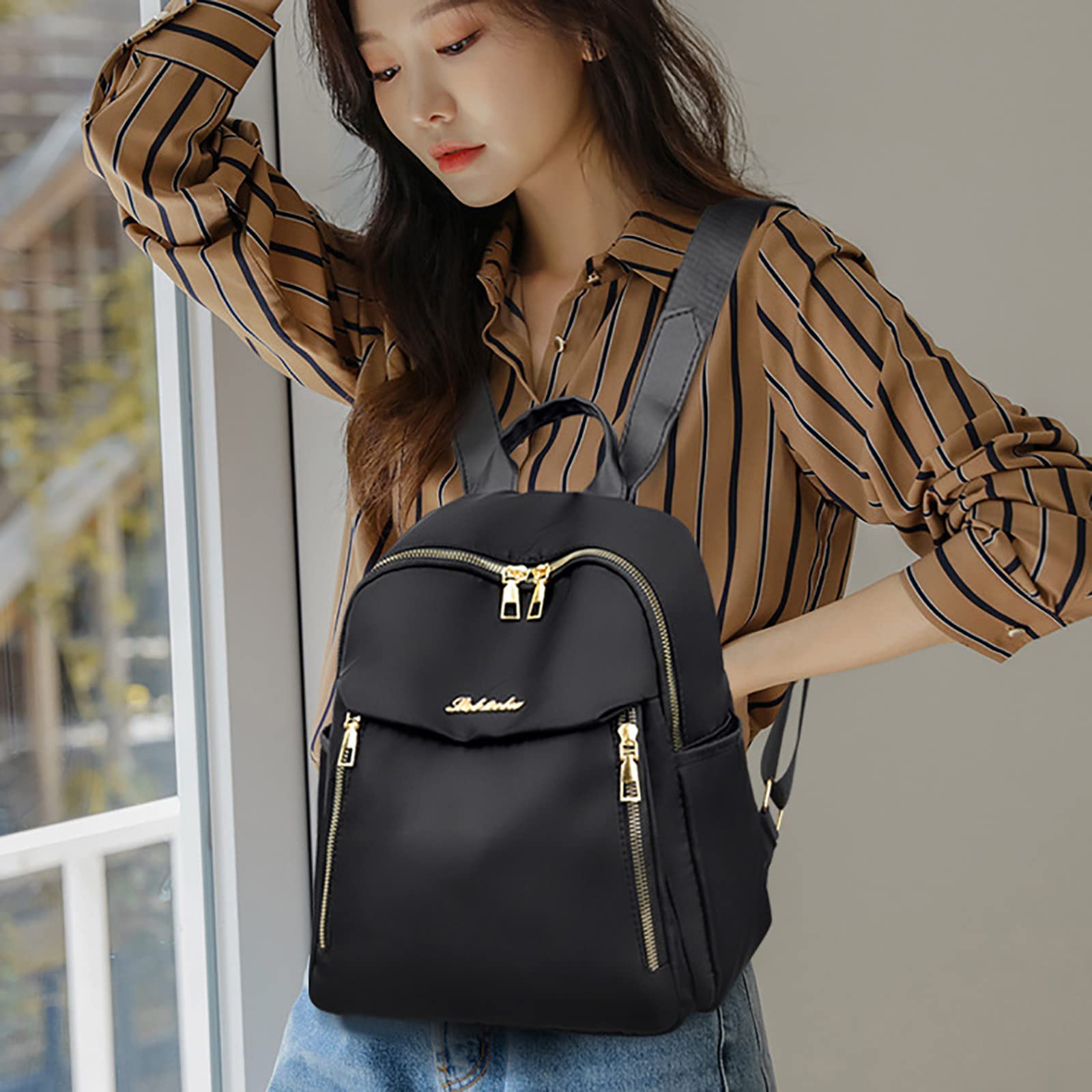 Women's Solid Color Simple Fashion Travel Waterproof Cloth Backpack Backpack Stove Fuel Canister