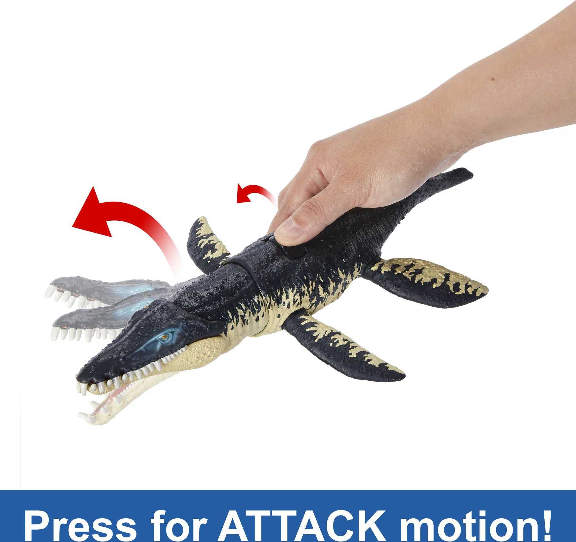 Mattel Jurassic World Dominion Wild Roar Kronosaurus Dinosaur Action Figure Toy with Sound & Attack Action, Plus Downloadable App & AR