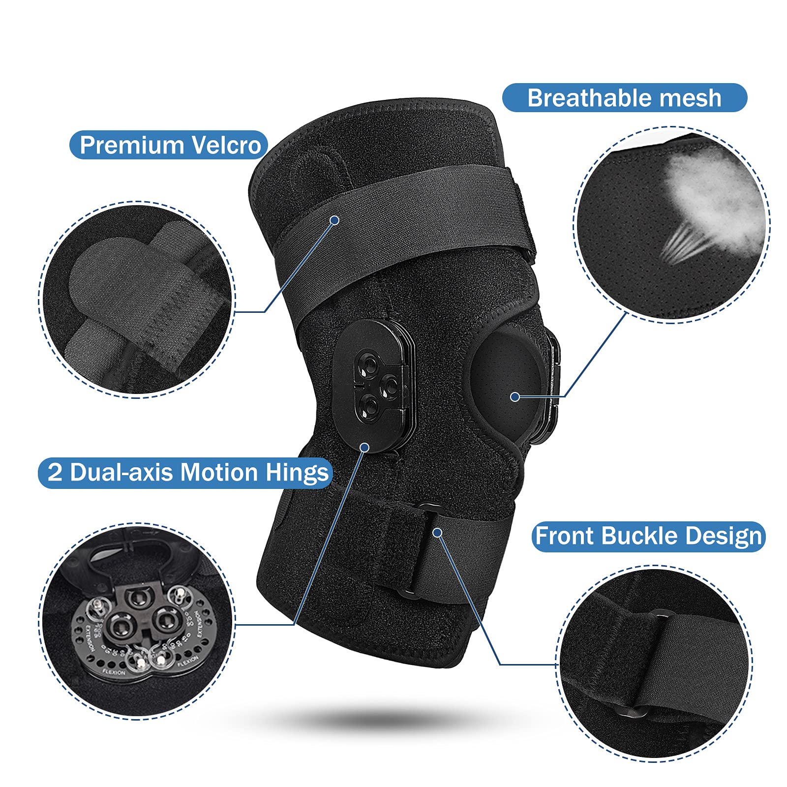 OneBrace Hinged Knee Brace Support - Adjustable Knee Immobilizer Support - Men & Women Leg Stabilizer for ACL/PCL Injuries, Tendon, Patella, Ligament & Meniscus Tear Injuries(Pack of 1)