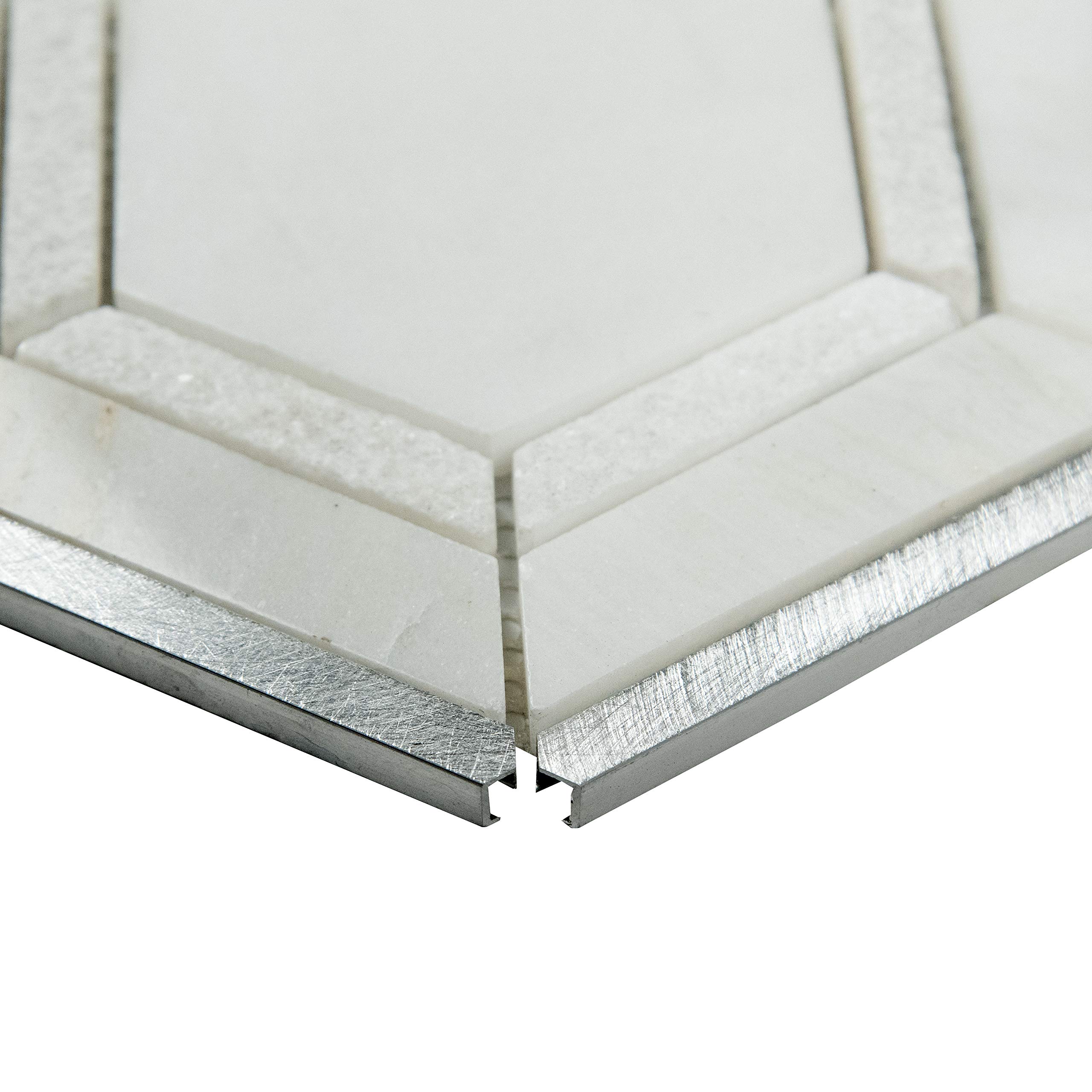MSI Milano Silver 11.85 in. x 11.85 in. Picket-Square and Rectangle Pattern Marble Mosaic Wall Tile for Bathroom, Floor Tile, Kitchen Backsplash and Countertop Tile