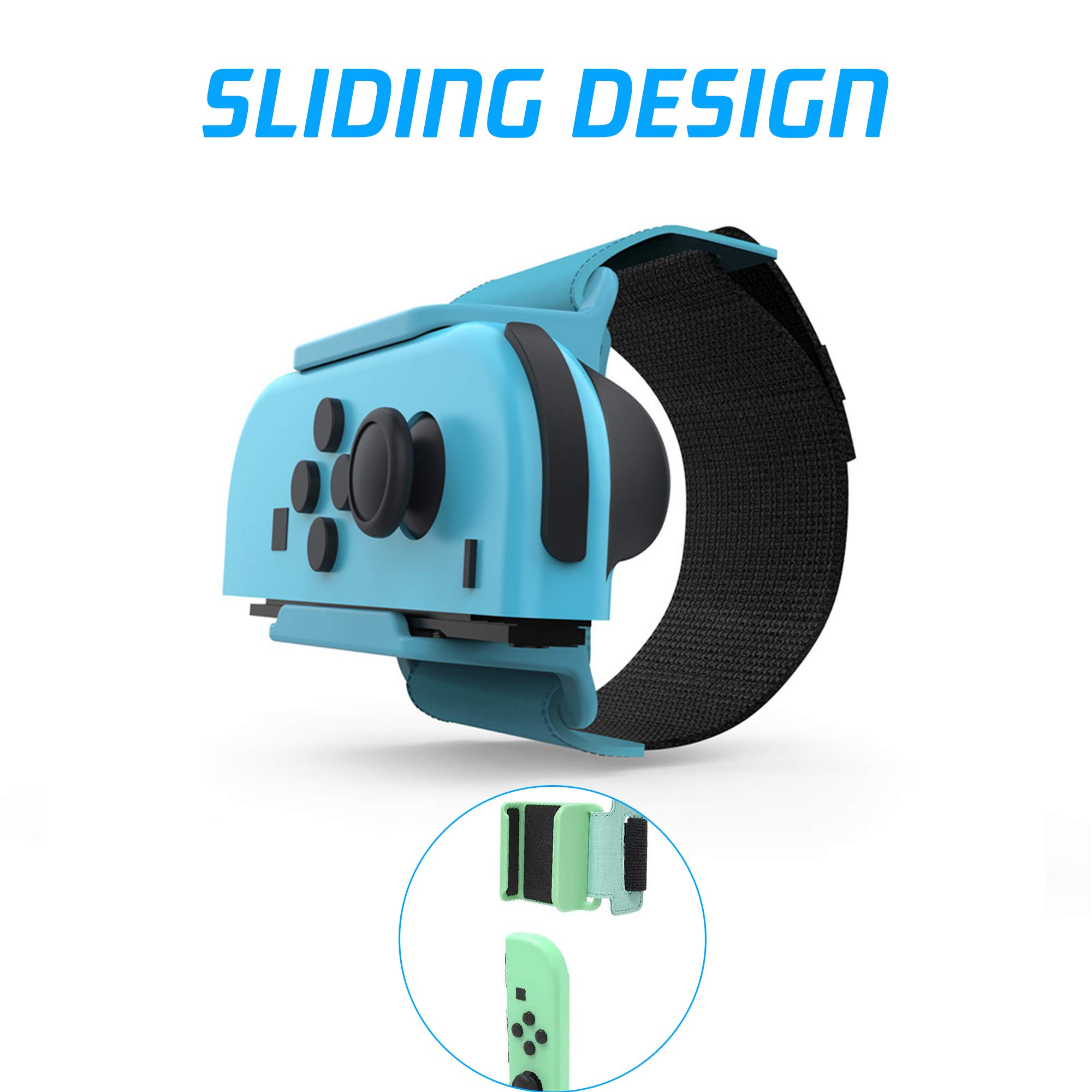 RHOTALL Wrist Bands - Dance Bands for Just Dance 2023/2022/2021/2020 and for Zumba Switch Game, Adjustable Elastic Strap for Joycon Controller, Fit for Adults and Children (Green&Blue)