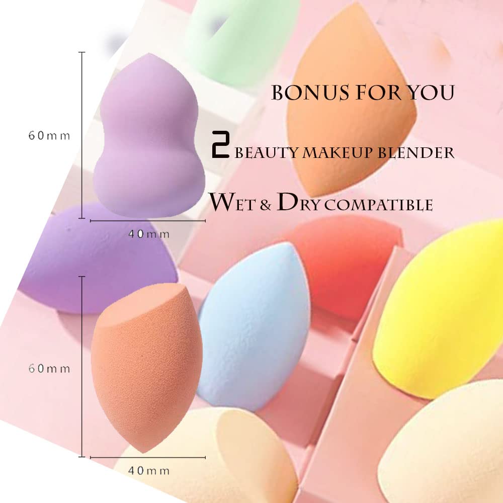 NEVSETPO Makeup Brushes 18pcs Synthetic Kabuki Brush Set Foundation Powder Blending Concealer Eye shadows Blush Cosmetics Brushes with 3 Sponge Mat Solid Wood Hande Makeup Bag Included