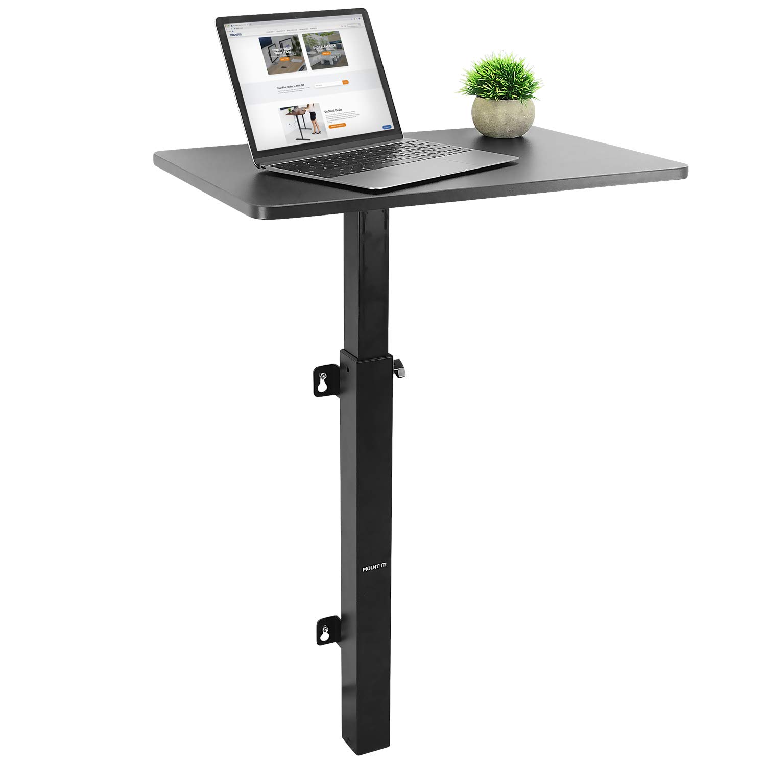 Mount-It! Height Adjustable Wall Mounted Workstation | Sit Stand Floating Computer Desk with 24x16 Inch Surface for Laptops and Desktops