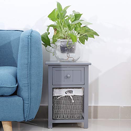 NITRIP Wooden Bedside Furniture, Table-Side, Sofa-Table for Home for Office(Gray)