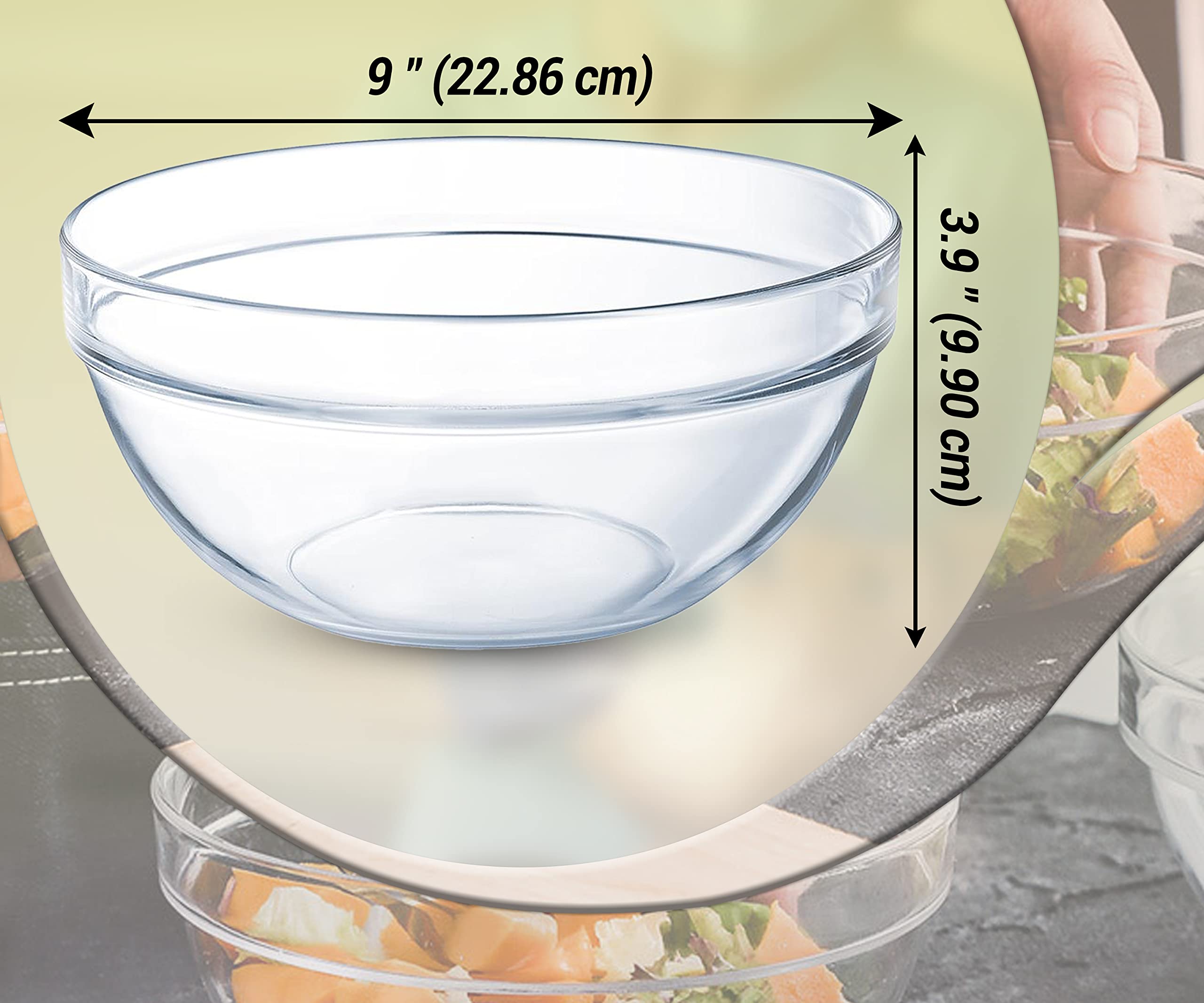 Salad Serving Bowl for Kitchens, Parties, Holidays, and Celebrations - Serving 9-inch Bowls - Reusable BPA free - 124 oz. Capacity, Set of 3