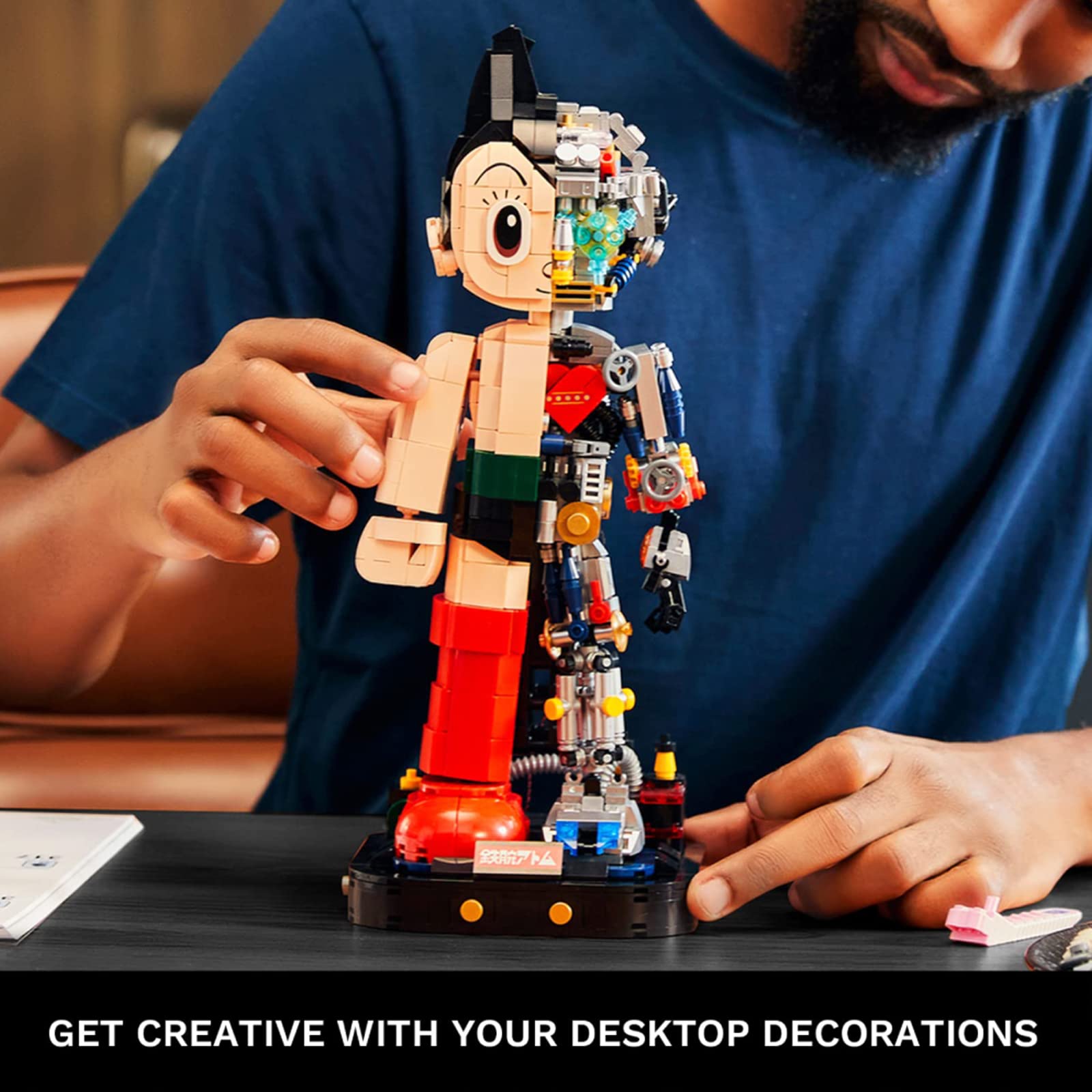 Soview Astro Boy Building Toy, Cool Building Block for Adults, Collectible Mighty Atom Display Model for Home or Office, Assembled Birthday Gift for Adults and Teens(1258Pieces)
