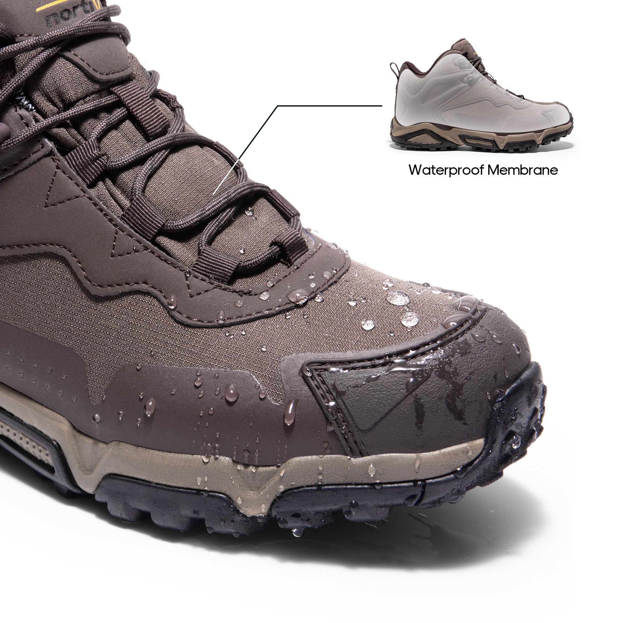 NORTIV 8 Men's Waterproof Hiking Boots Lightweight Mid Ankle Trekking Trails Outdoor Boots,Size 7,BROWN,JS19001M