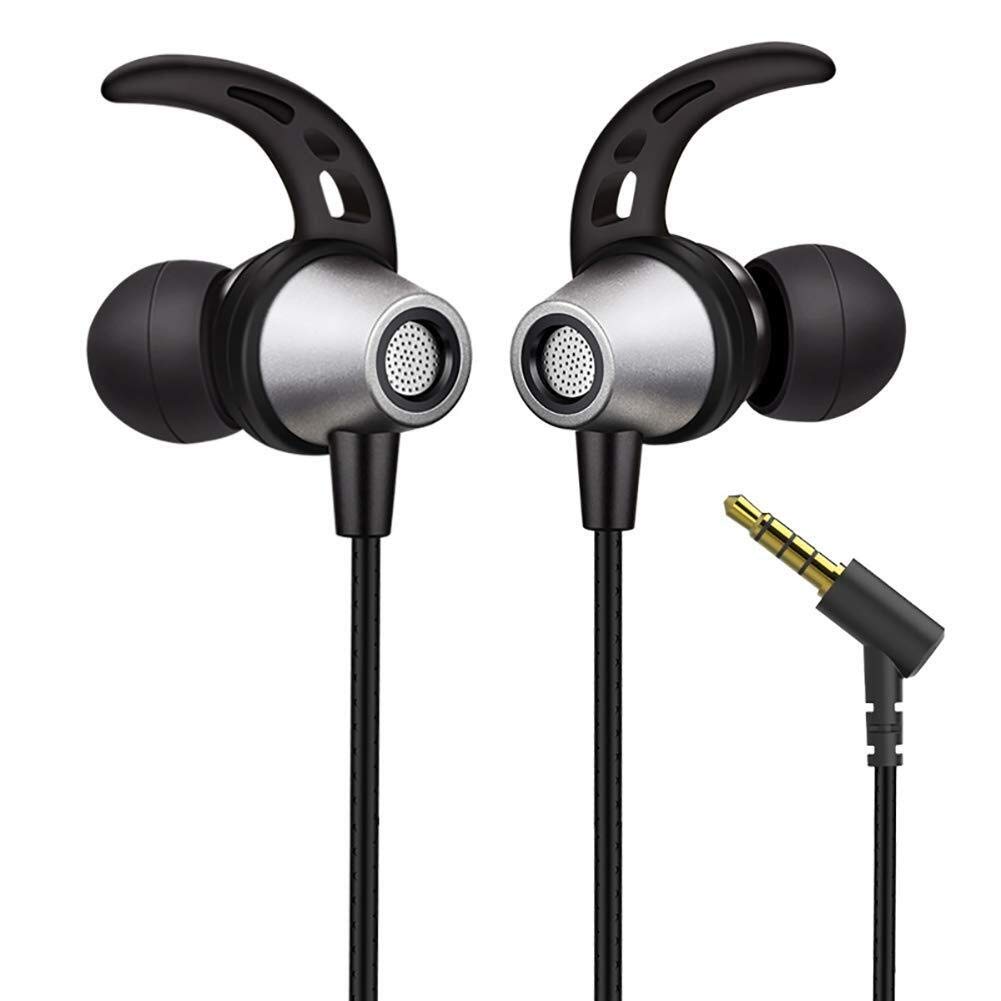 Raxinbang Headset Sports HiFi Sound in-Ear 3.5mm Wired Earphones Headphones Phone Headset for Running Gaming (Red/Silver Grey) (Color : Silver Grey)