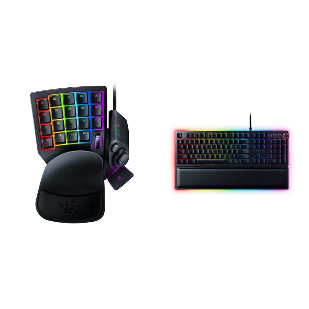 Razer Tartarus Pro Gaming Keypad: Analog-Optical Key Switches - Classic Black & Huntsman Elite Gaming Keyboard: Fastest Keyboard Switches Ever - Clicky Optical Switches - Classic Black