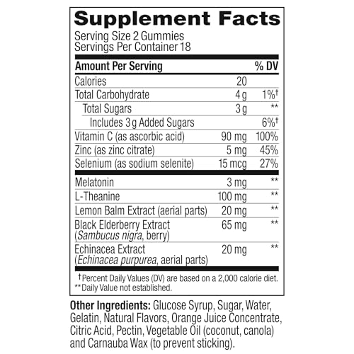 OLLY Sleep Immunity Melatonin Gummy, Vitamin C, Zinc, Echinacea, 3mg Melatonin, Immune and Sleep Support, Berry - 36