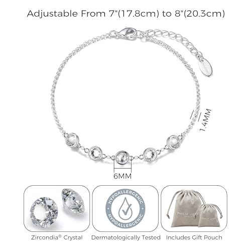 Philip Jones April Birthstone Bracelet Created with Diamond Zircondia® Crystals