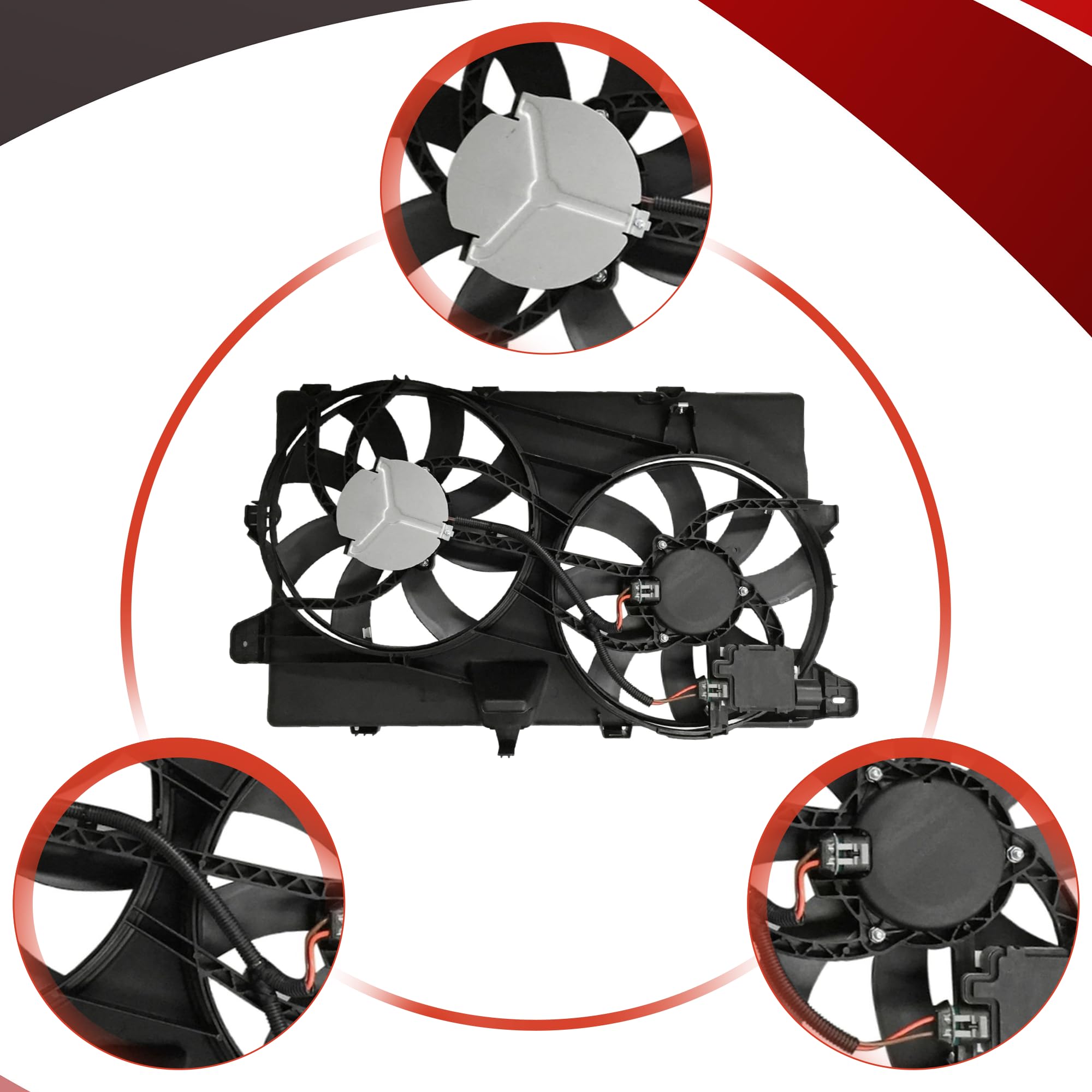 PartsFlow Engine Radiator Cooling Fan Assembly For 2007 2008 2009 2010 2011 2012 2013 2014 2015 Lincoln MKX For 2007-2014 Ford Edge