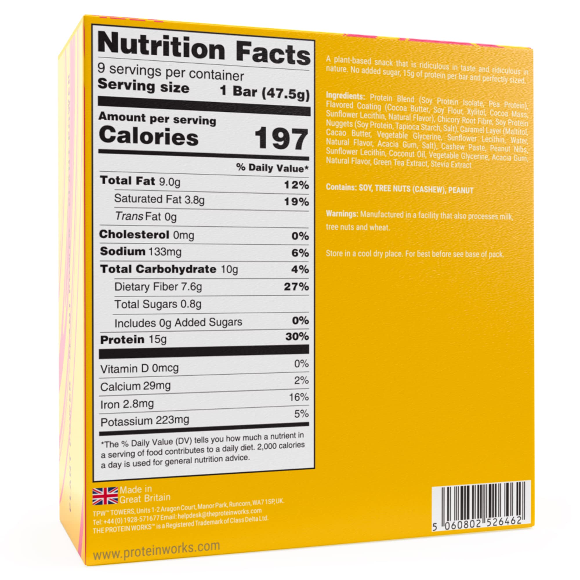 Protein Works - Ridiculous Vegan Protein Bar | High Protein Snack | Chocolate Caramelicious | 9 Pack