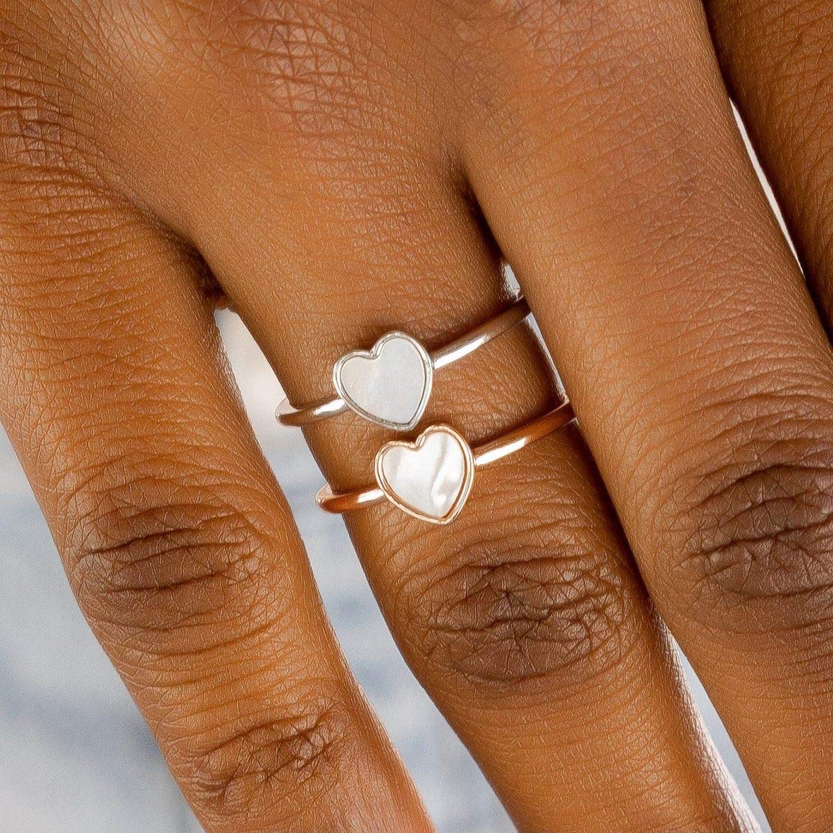 Pura Vida Silver Heart of Pearl Ring - Mother of Pearl, Brass Base Band - Size 7