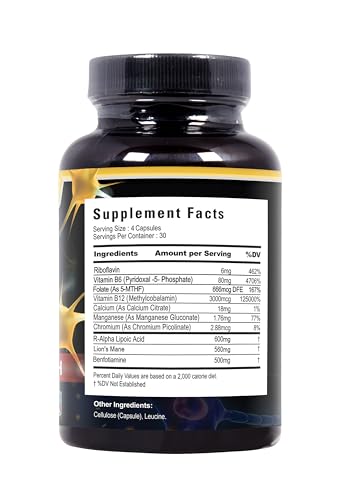 Nuphoria cm® Gold - Nerve Support Formula with R-Alpha Lipoic Acid and Premium B Vitamins - 30 Day Supply 120 Capsules