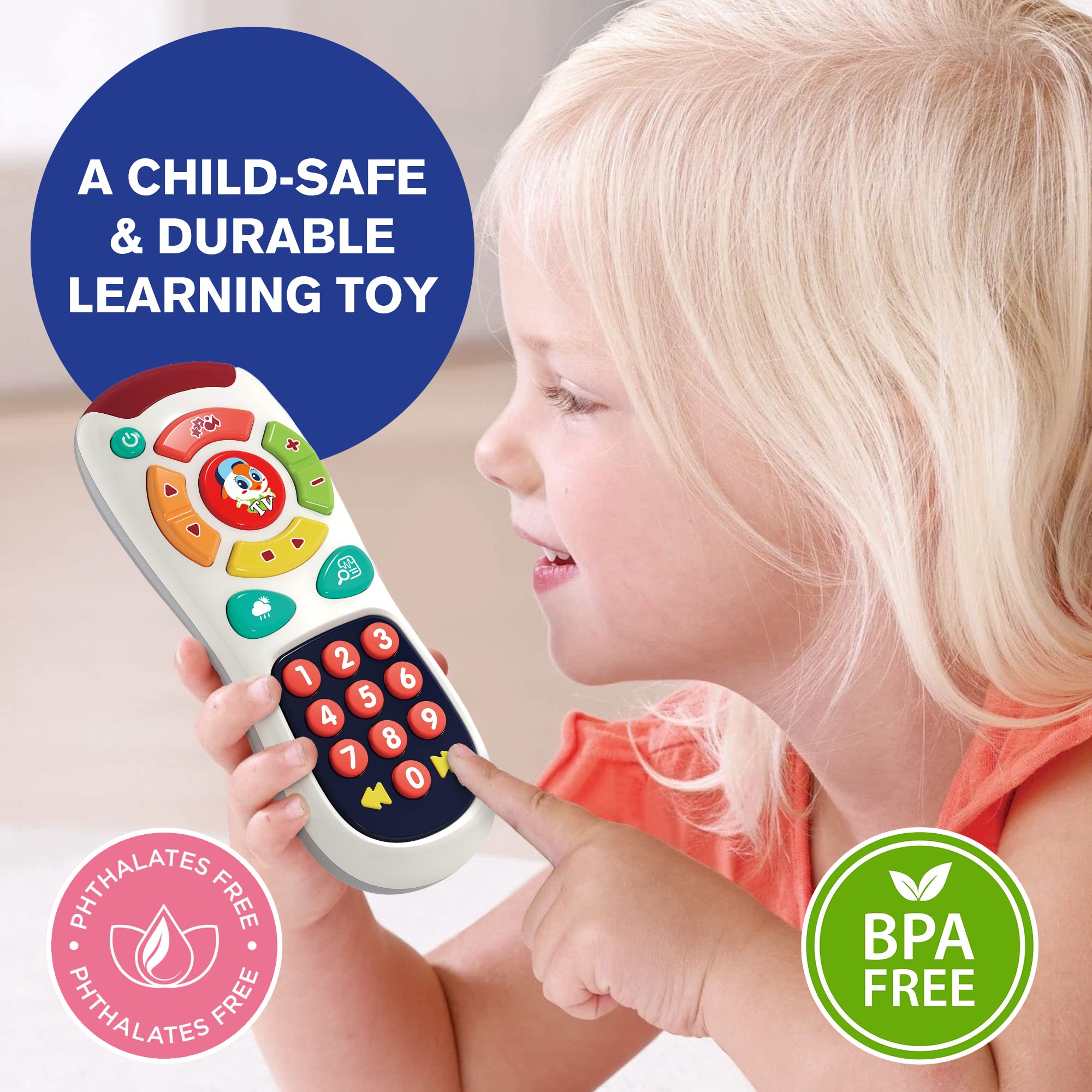 My Remote, My Program β Baby Remote Control Toy for 6 Months Old and Up β 20 Unique Learning Remote Buttons, Plays Baby Music Tunes, Flashing Lights, BPA Free and More